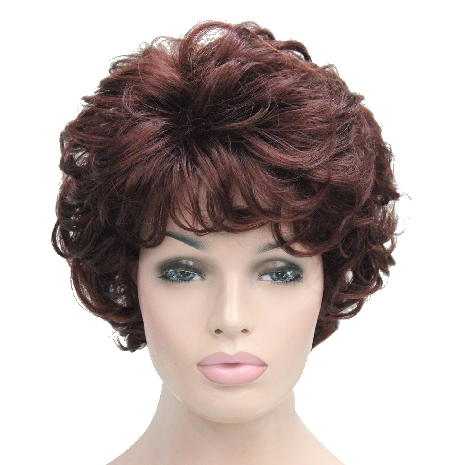 Amazon.com : Lydell Women's Short Wavy Curly Wig Synthetic Hair Full ...