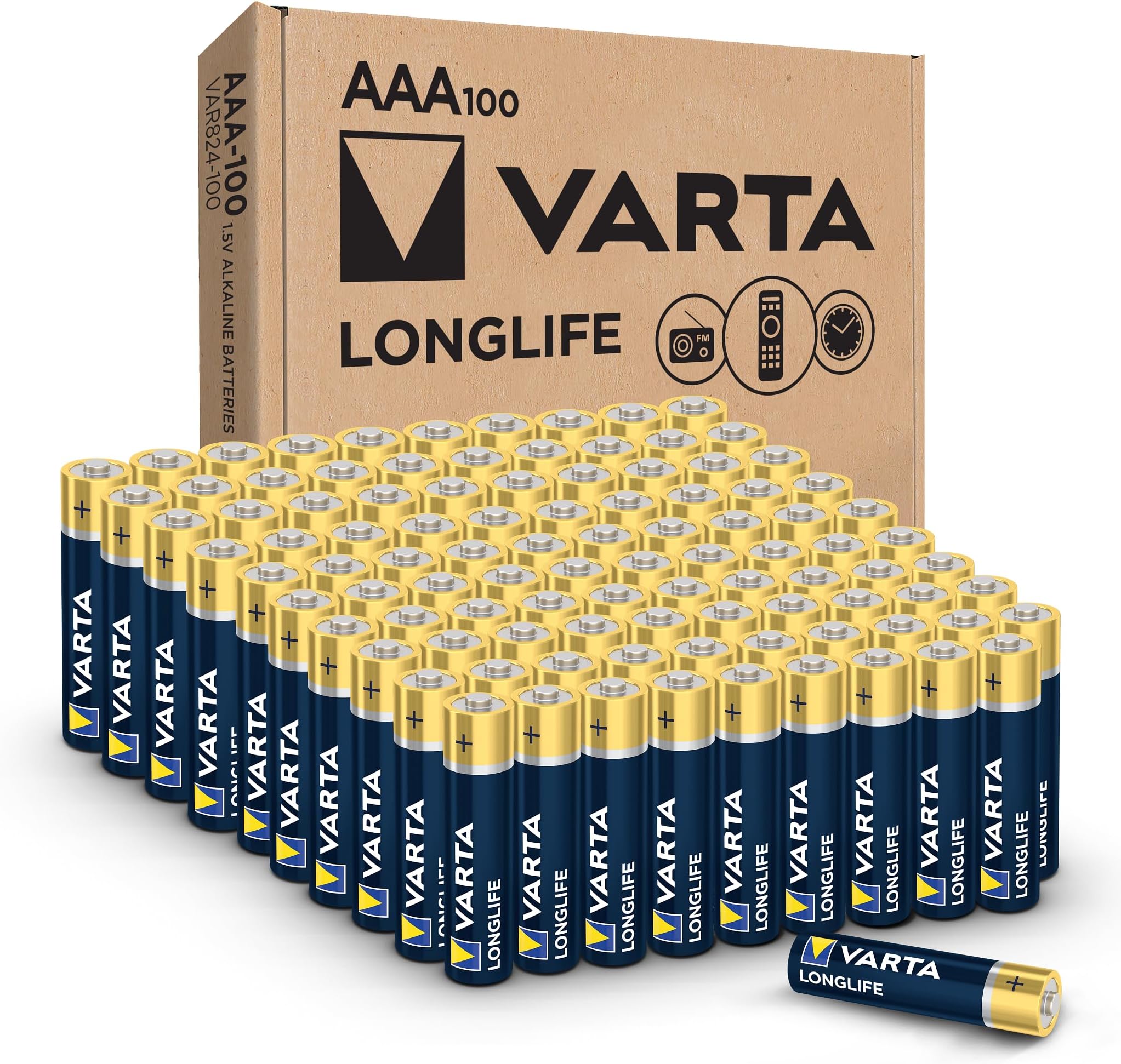 Amazon.com: VARTA Longlife AAA Batteries (100 Pack), Alkaline Triple A ...