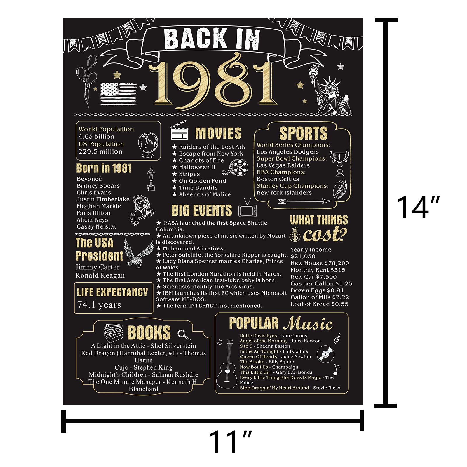 41th Birthday Decorations for Men Women 41th Birthday Gift for Him Back ...