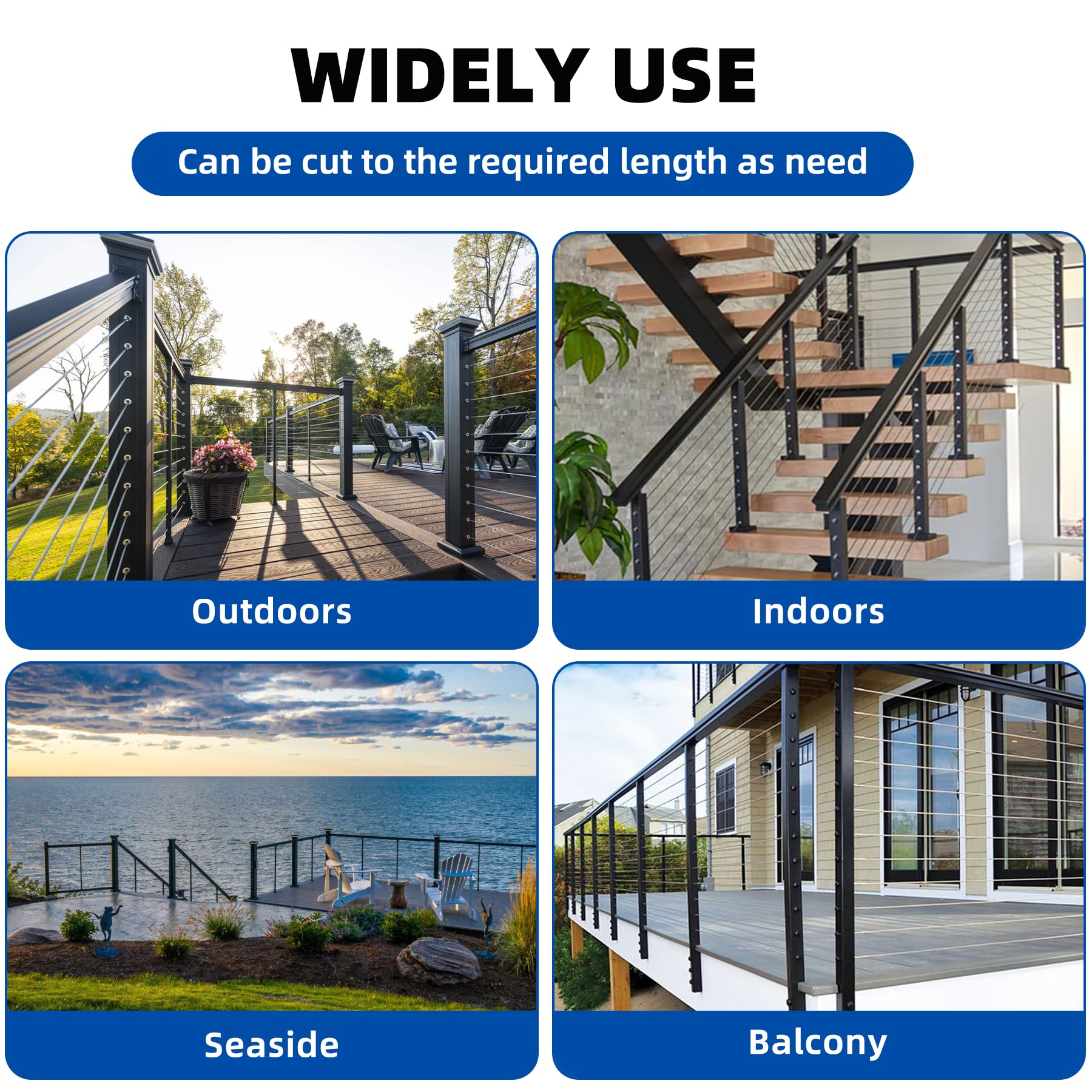 Snapklik.com : Fulifix 310 Ft 1/8" T316 Stainless Steel Cable, Black ...