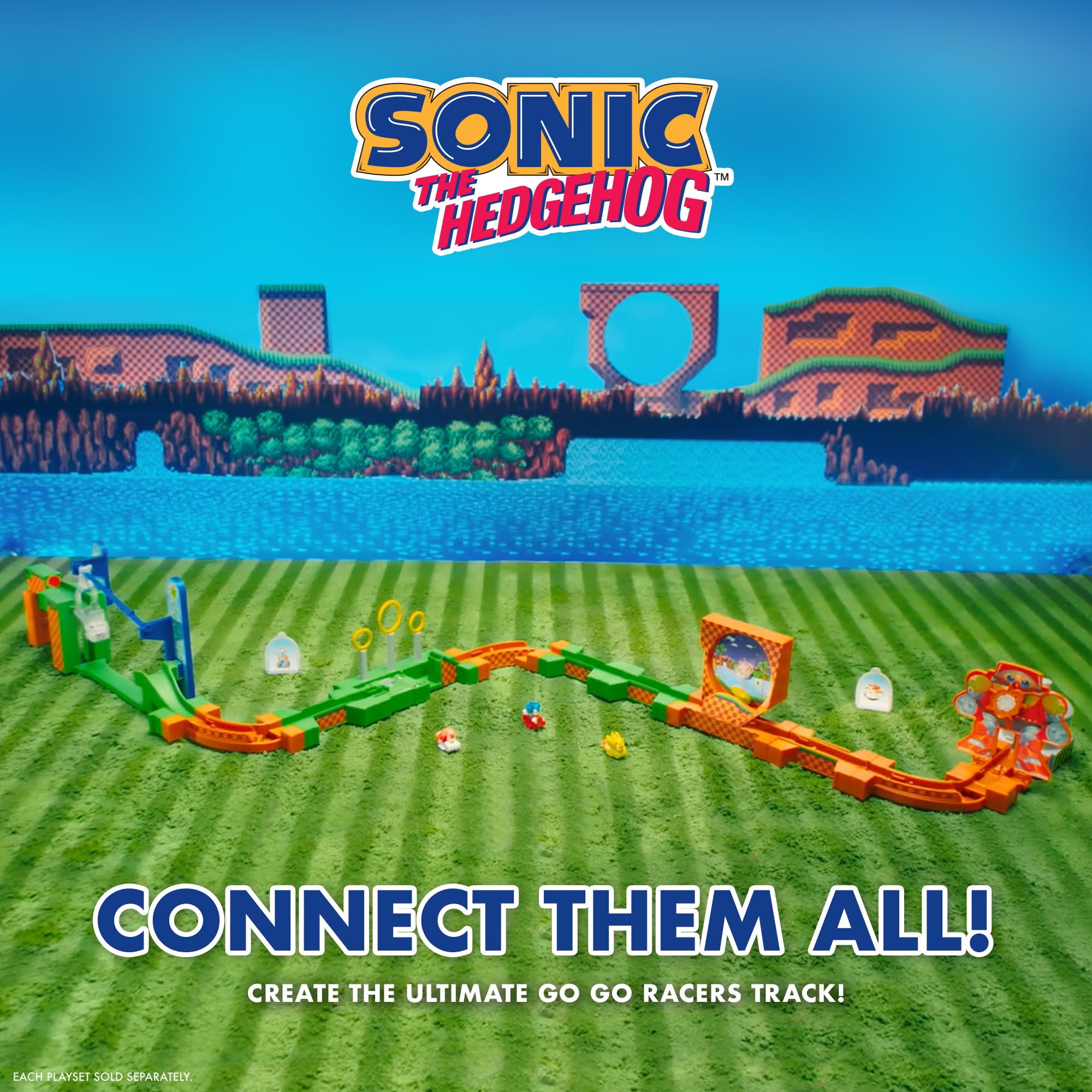 SONIC THE HEDGEHOG Go Go Racers Deluxe Playset with Diecast Super Sonic ...