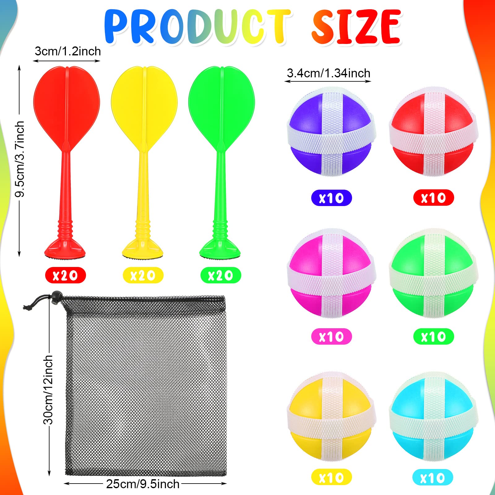 Honoson 120 Pcs Sticky Balls and Plastic Darts Set for Fabric Dart ...