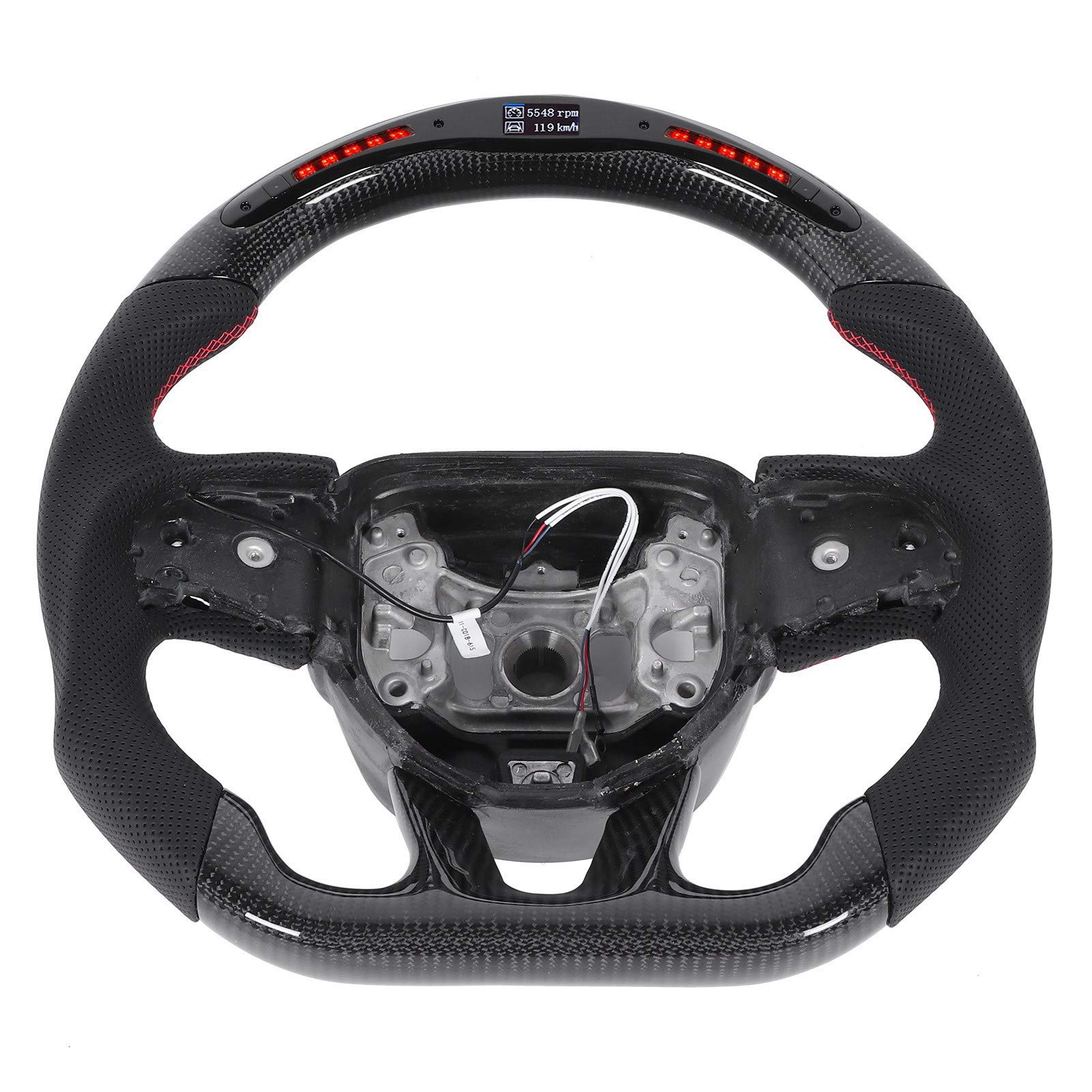 Buy Qiilu LED Steering Wheel, Carbon Fiber Racing Steering Wheel Flat ...
