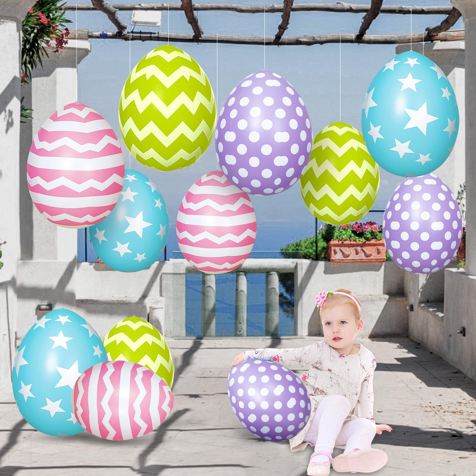Amazon.com: MiniInflat 12 Pcs Inflatable Easter Eggs Decorations PVC ...