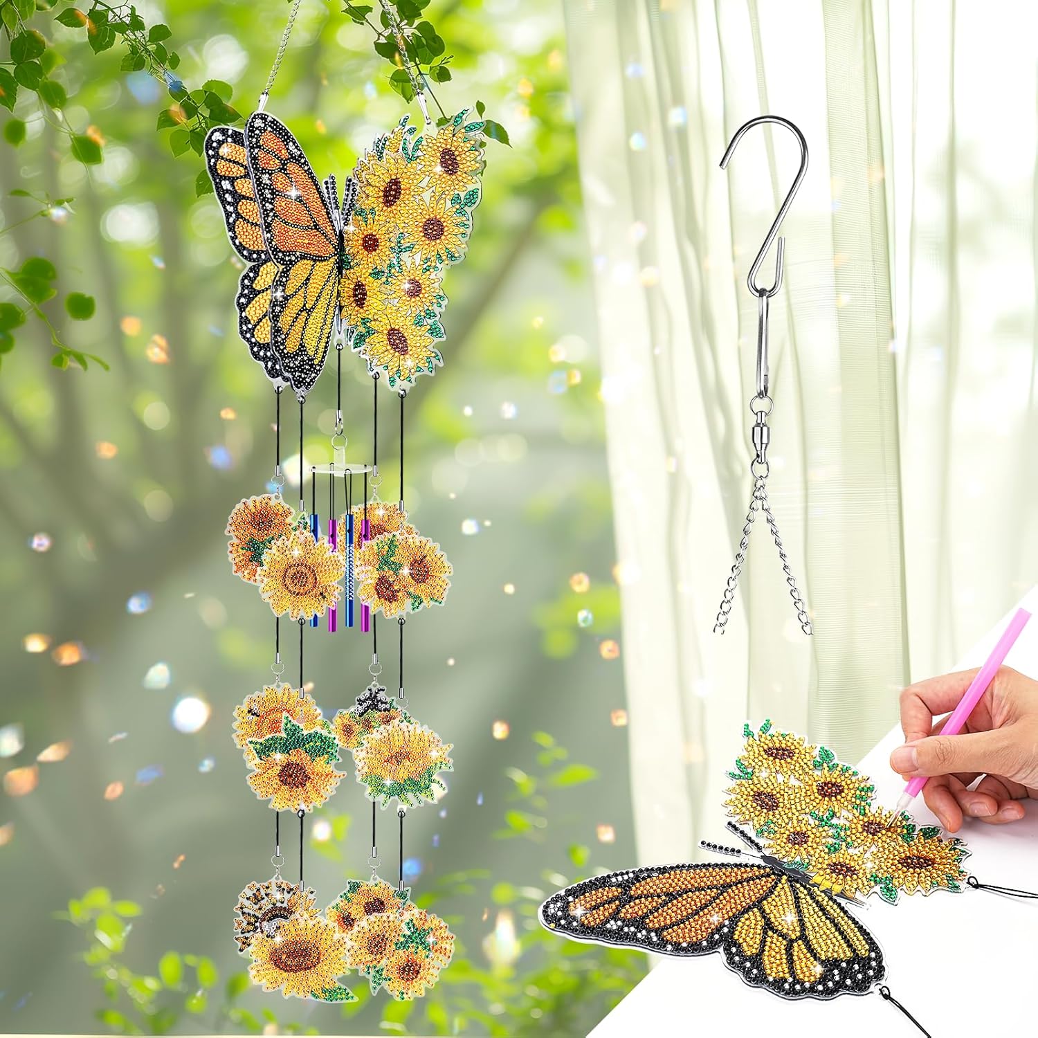 Amazon.com : LINGSFIRE DIY Diamond Painting Wind Chimes Kit, 5D ...