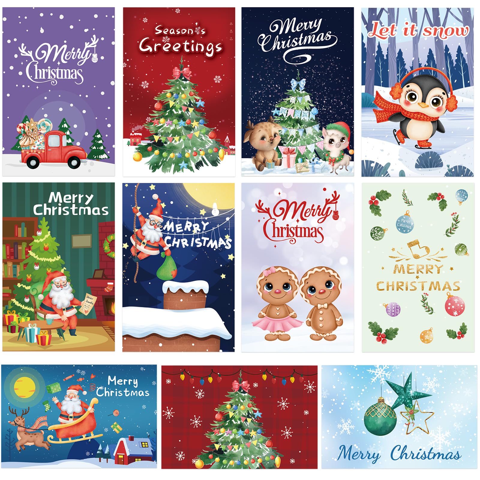 Amazon.com : ceiba tree 24Pcs Christmas Cards Merry Christmas Greeting ...