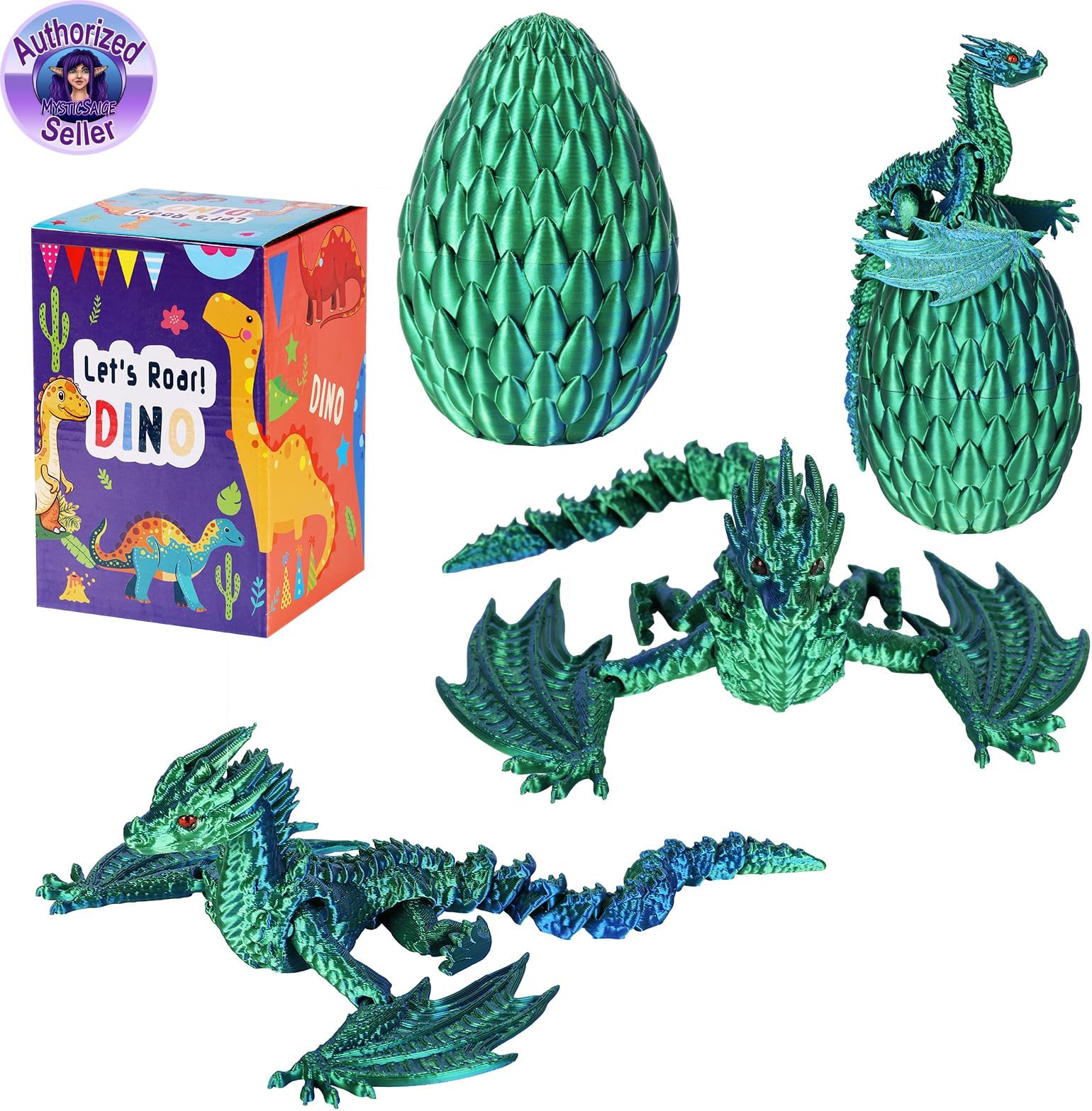 Amazon.com: FLUEFOWL 3D Printed Dragon with Wings, Articulated Dragon ...