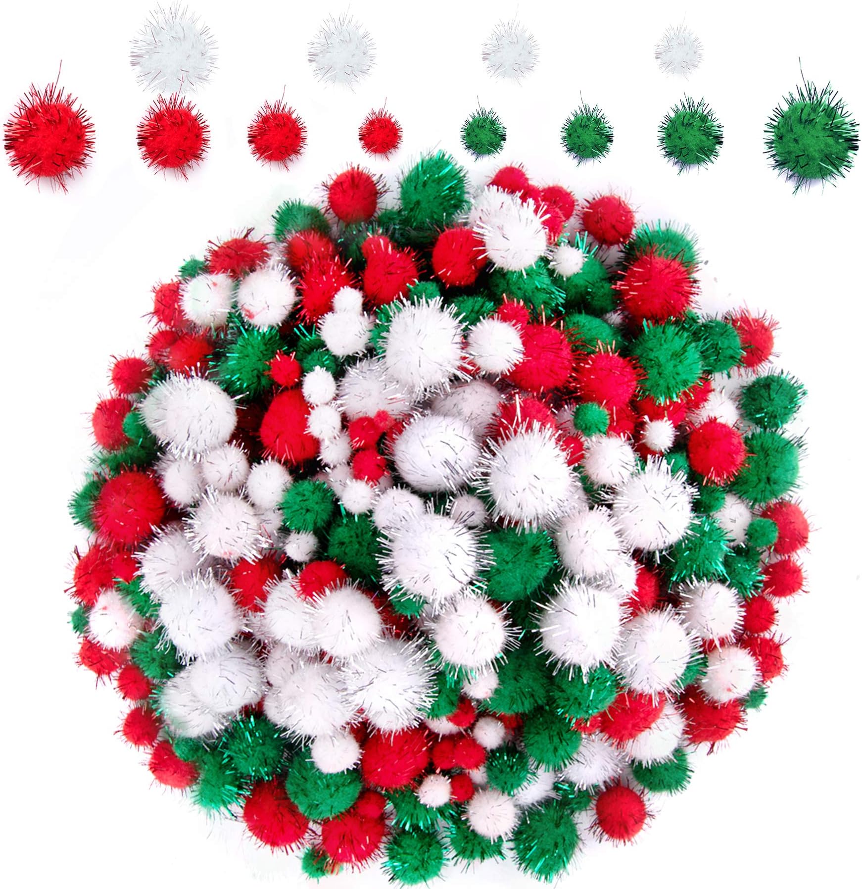 BQTQ 1500 Pièces Pompons de Noël Pompons Pailleté Pompons Loisirs ...