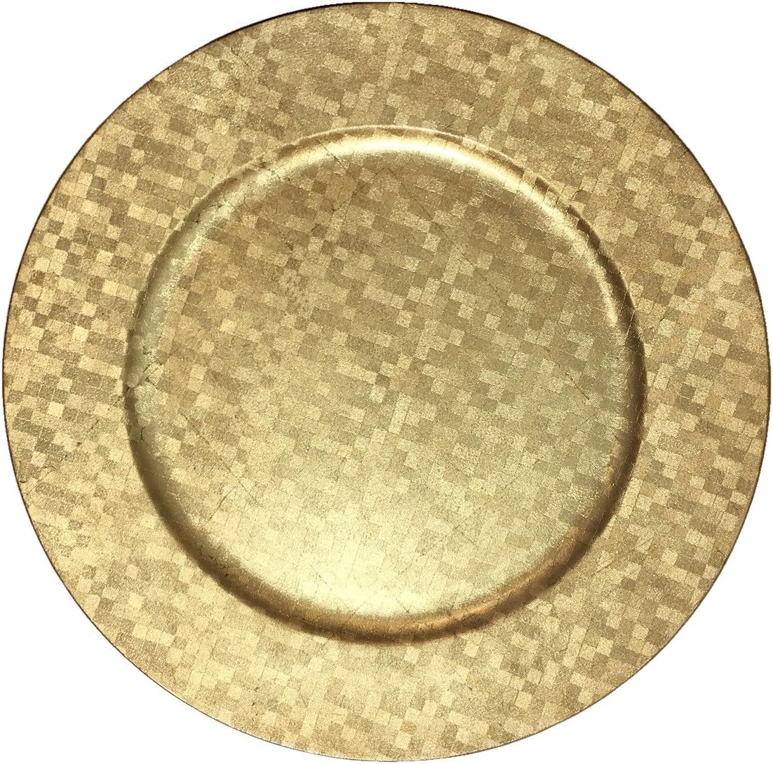 Amazon.com | LavoHome Elegant Weaving Gold Pressed Design Round Charger ...