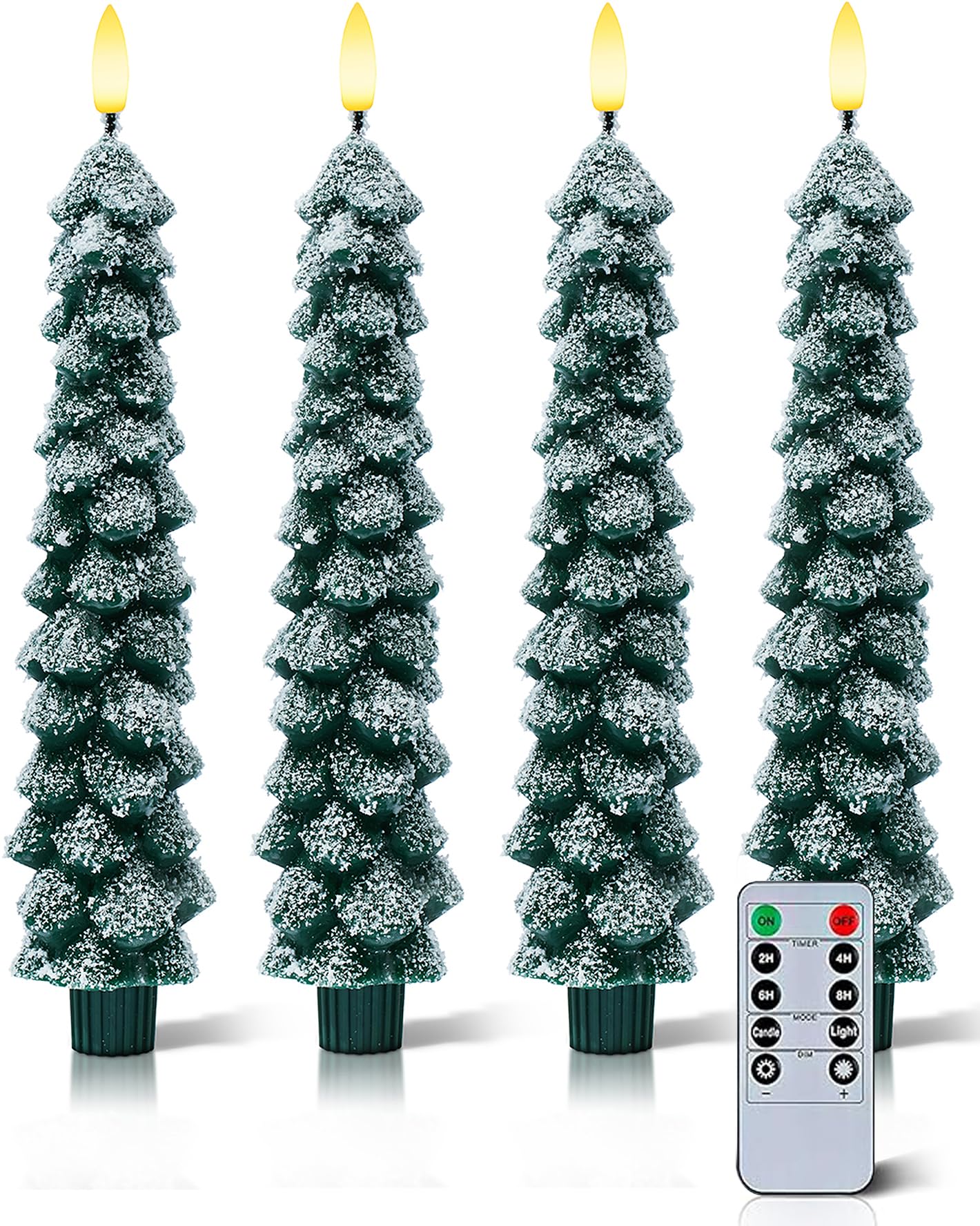Amazon.com: Stmarry 4 Pack Christmas Tree Candles Covered in Snow with ...