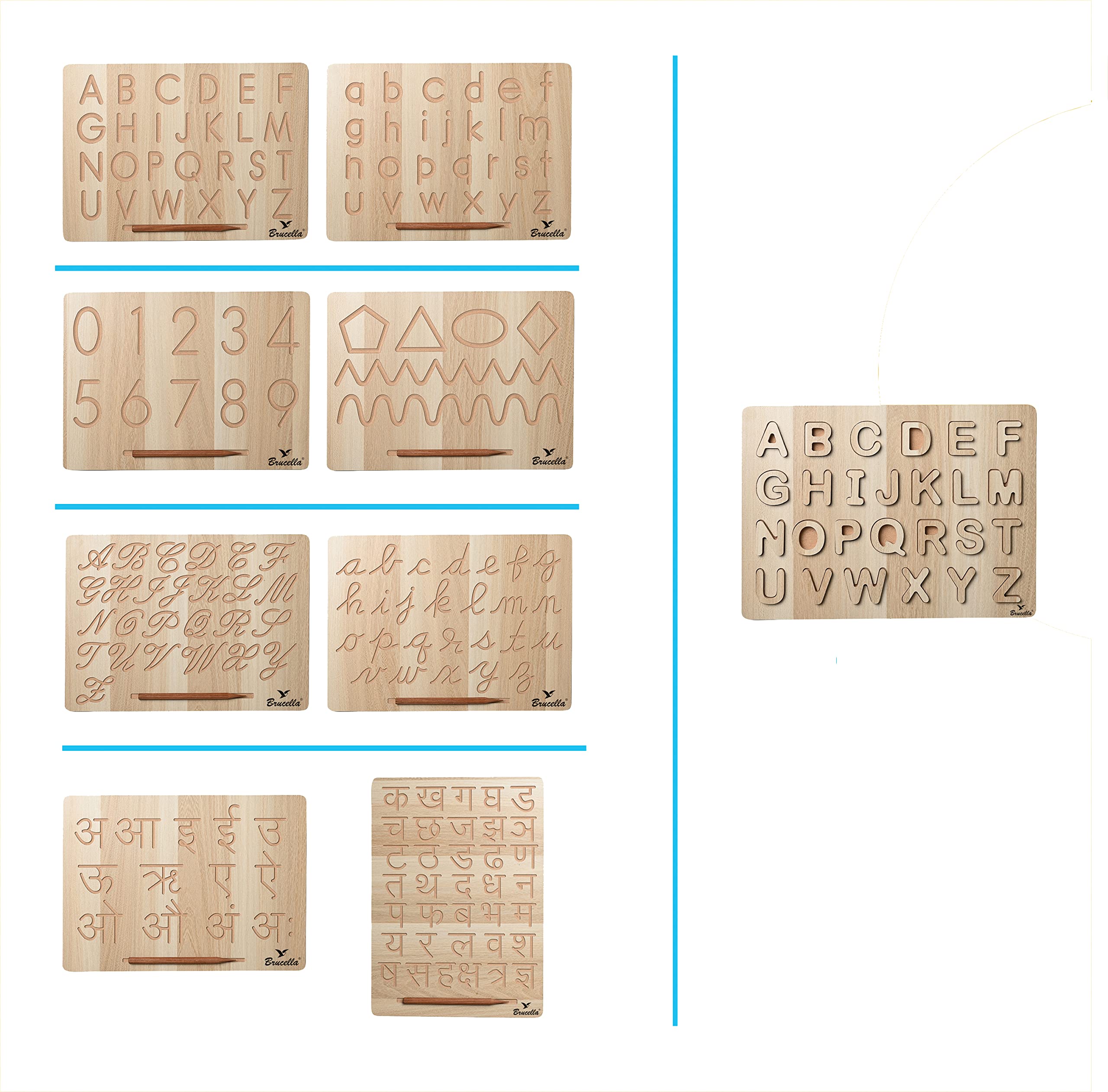 Buy Brucella Wooden Learning Educational Alphabet Board & Puzzle with ...