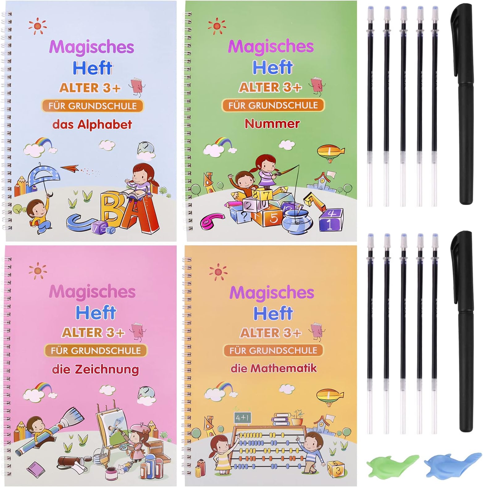 funvce 4 Stück Deutsch Magisches Heft 26x18cm übungsheft mit Stift ...