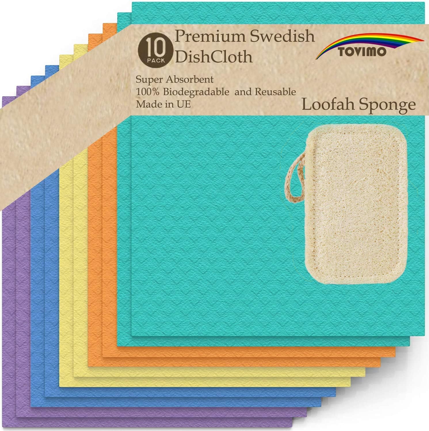 Amazon.com: Swedish Dishcloths Cellulose Sponge Cloth - Bulk 10 Pack of ...