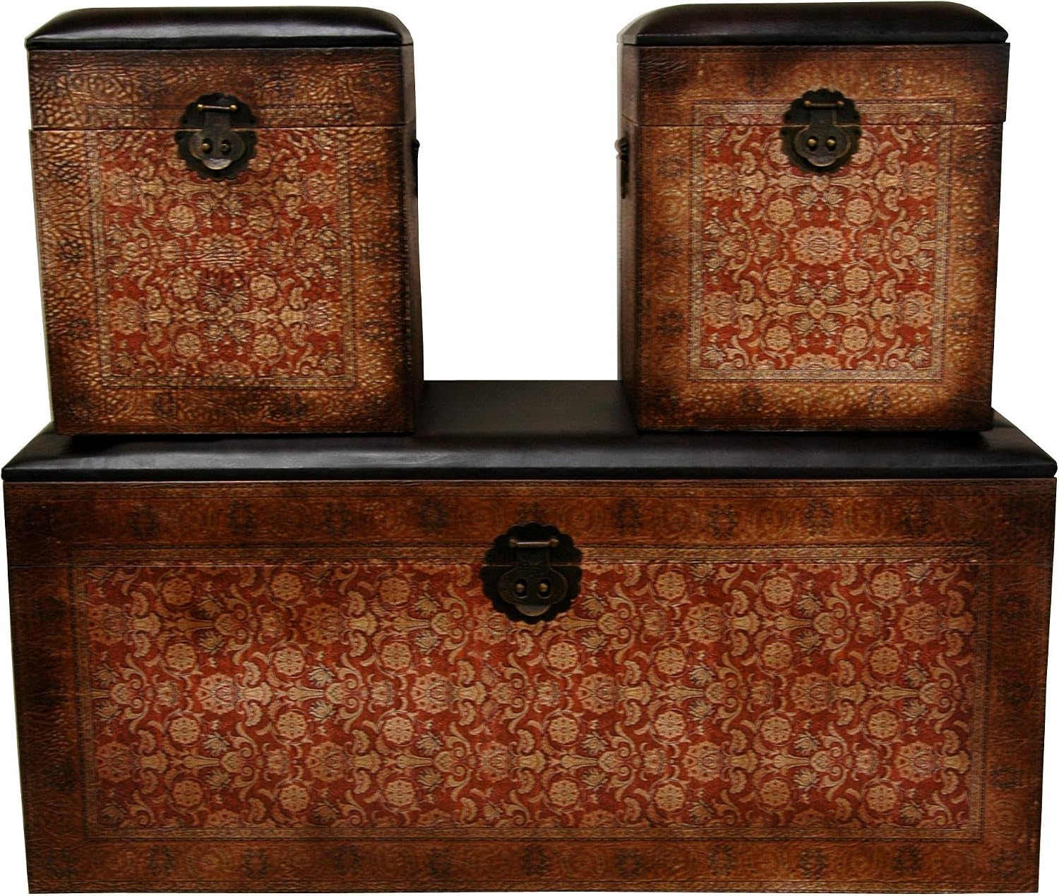 Amazon.com: Red Lantern Olde-Worlde European Storage Seating Set of 3 ...