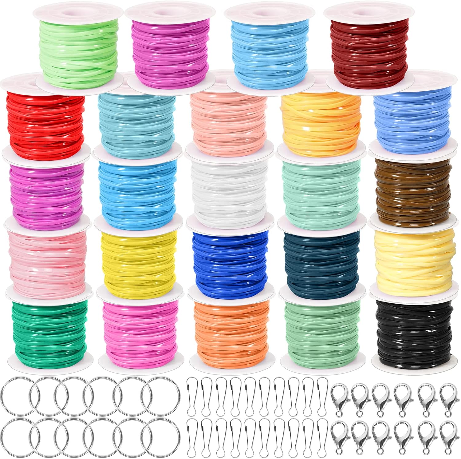 Amazon.com: Plastic Lanyard String Kit,24 Rolls Gimp Bracelet Making ...