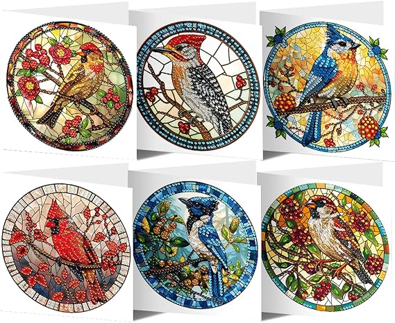 Leseogye 6 Pcs Diamond Art Cards, Handmade DIY Diamond Painting Cards ...