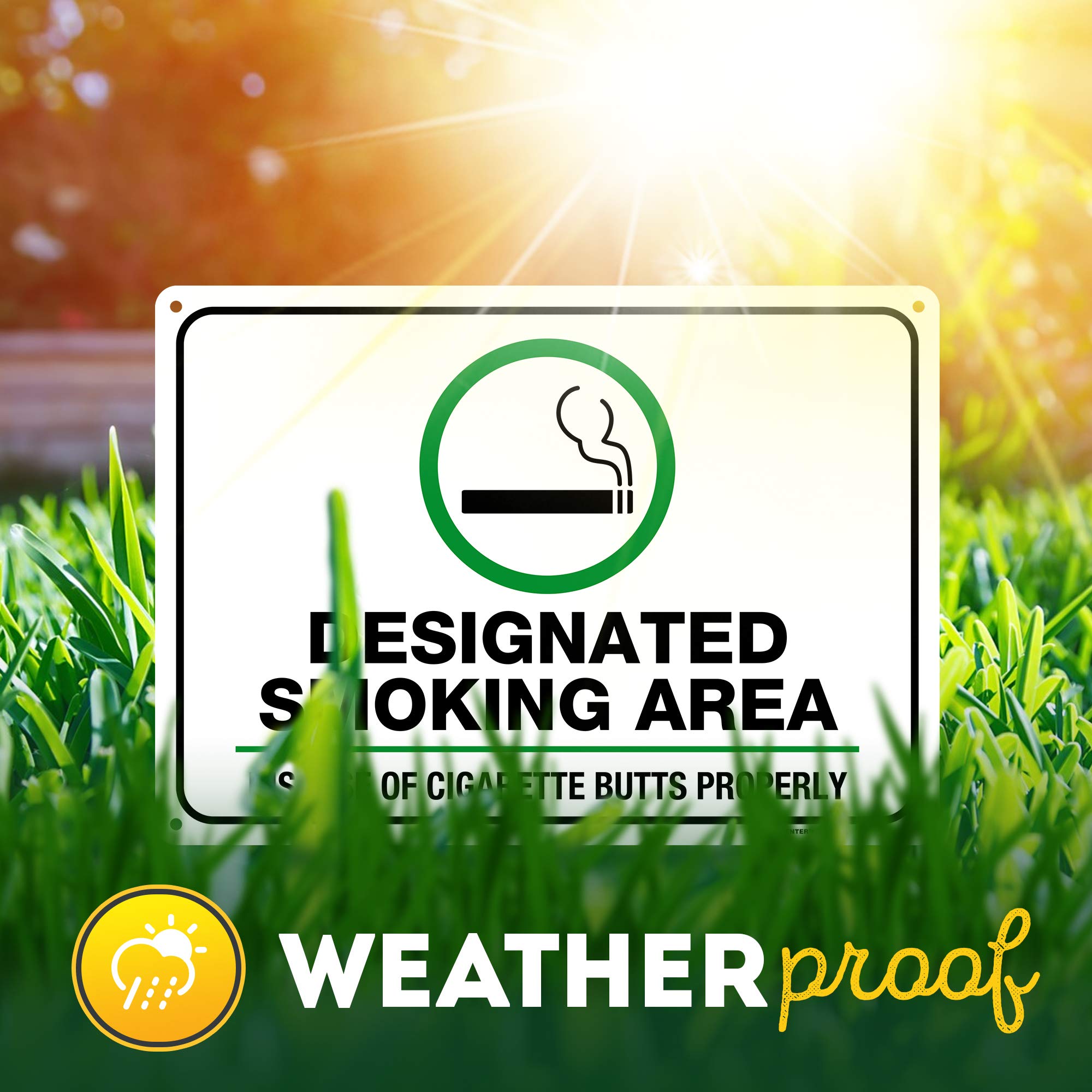 Designated Smoking Area Sign Dispose Cigarette Butt Properly, Made Out ...