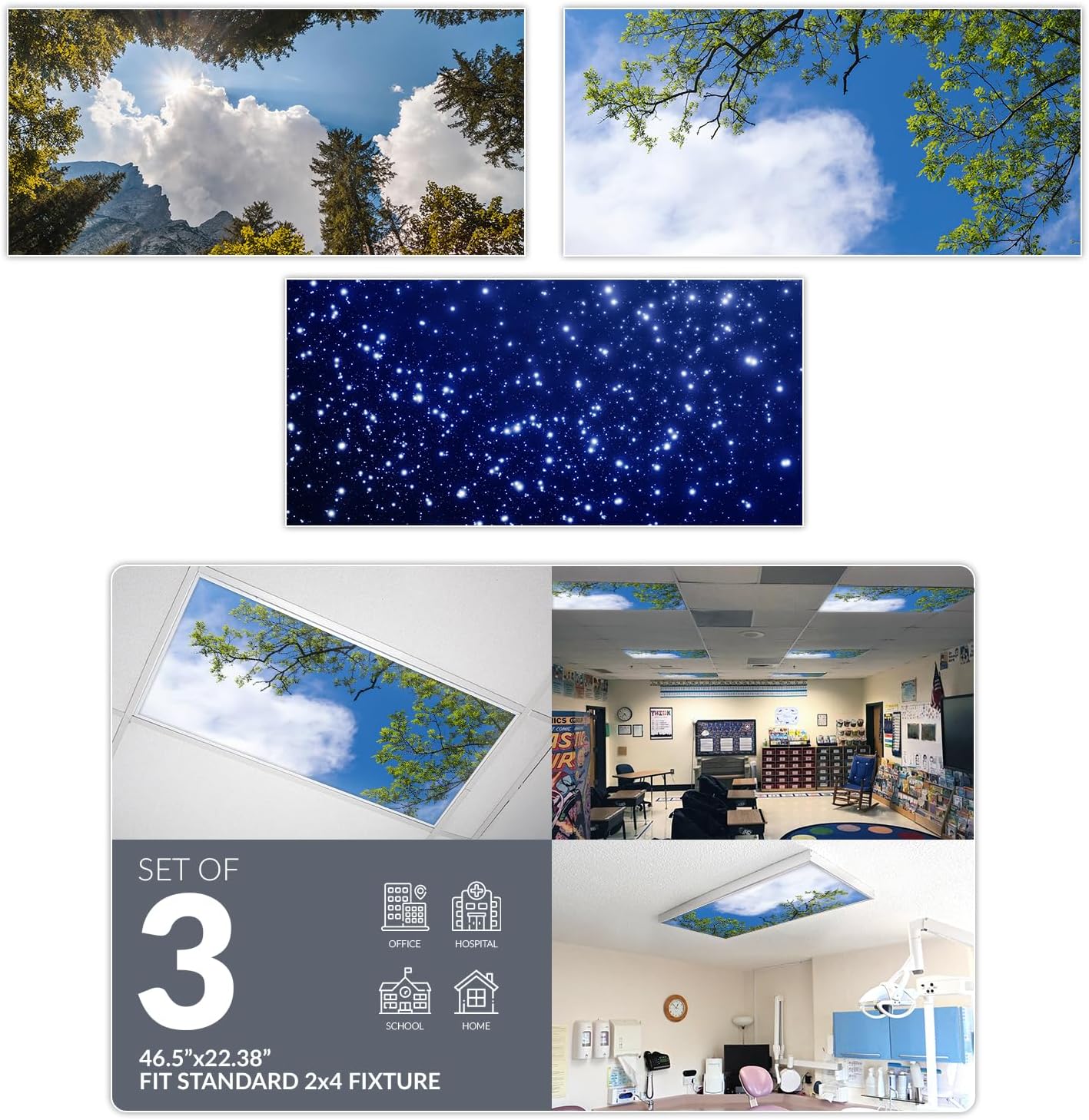 Octo Lights Fluorescent Light Covers for Classroom Office - Eliminate ...