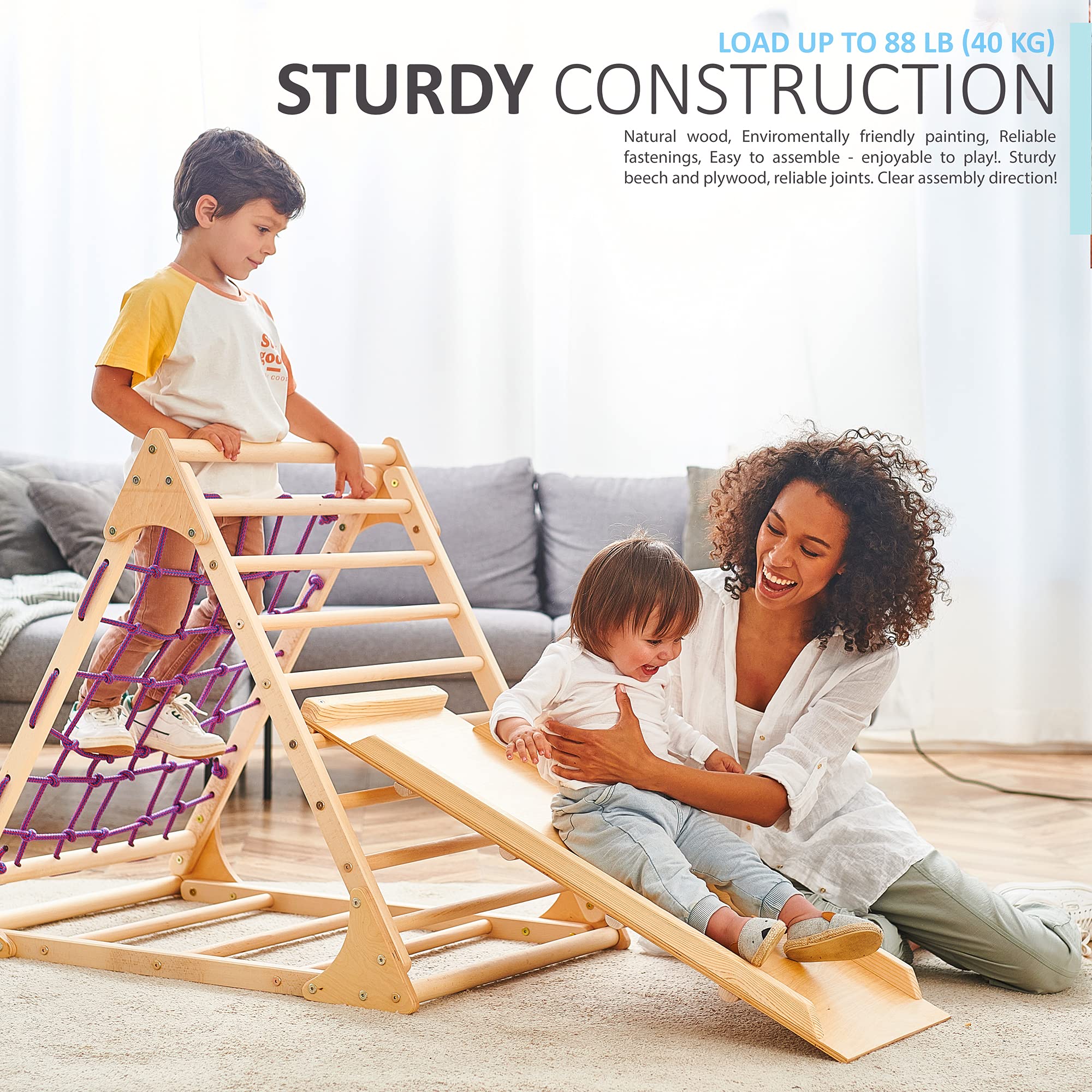 WEDANTA Triangle Climber with Ramp - Premium Wooden Climbing Triangle ...