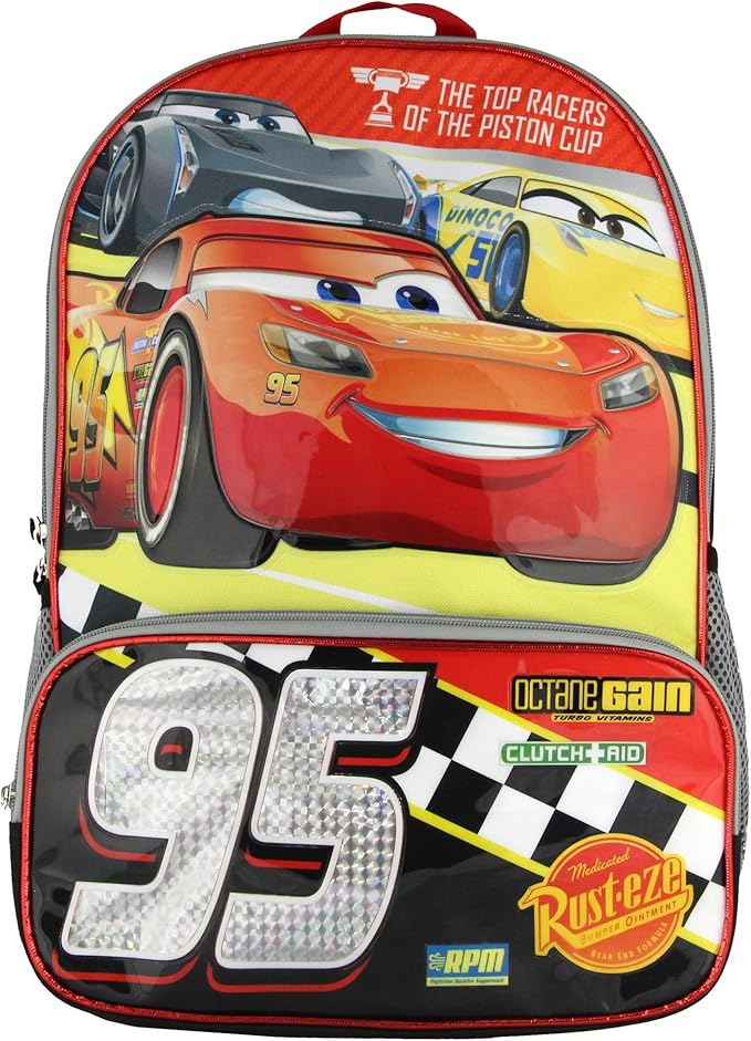 Amazon.com: Disney Cars 95 Lightning McQueen 17" School Backpack Travel ...