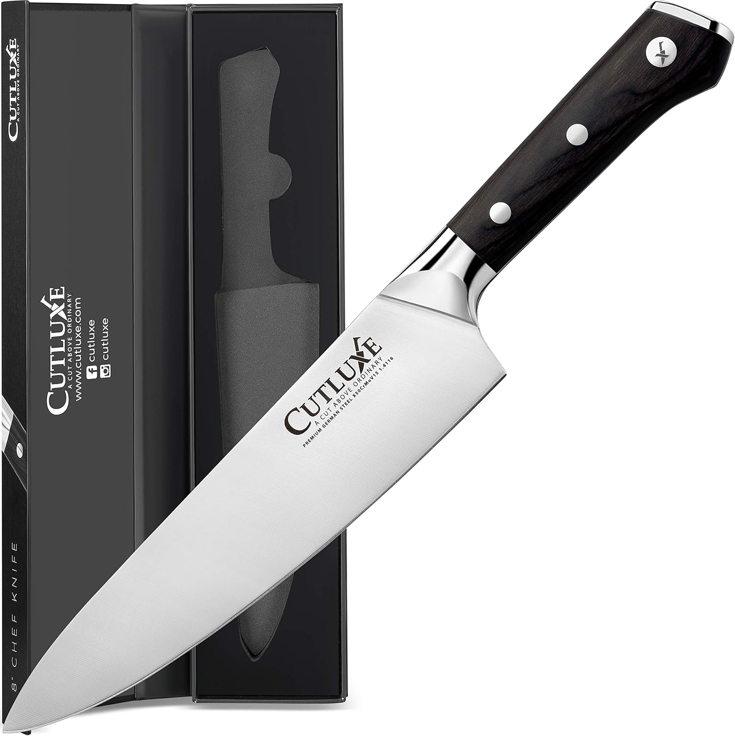 Buy CUTLUXE Chef Knife – 8" Chopping Knife – Forged High Carbon German ...