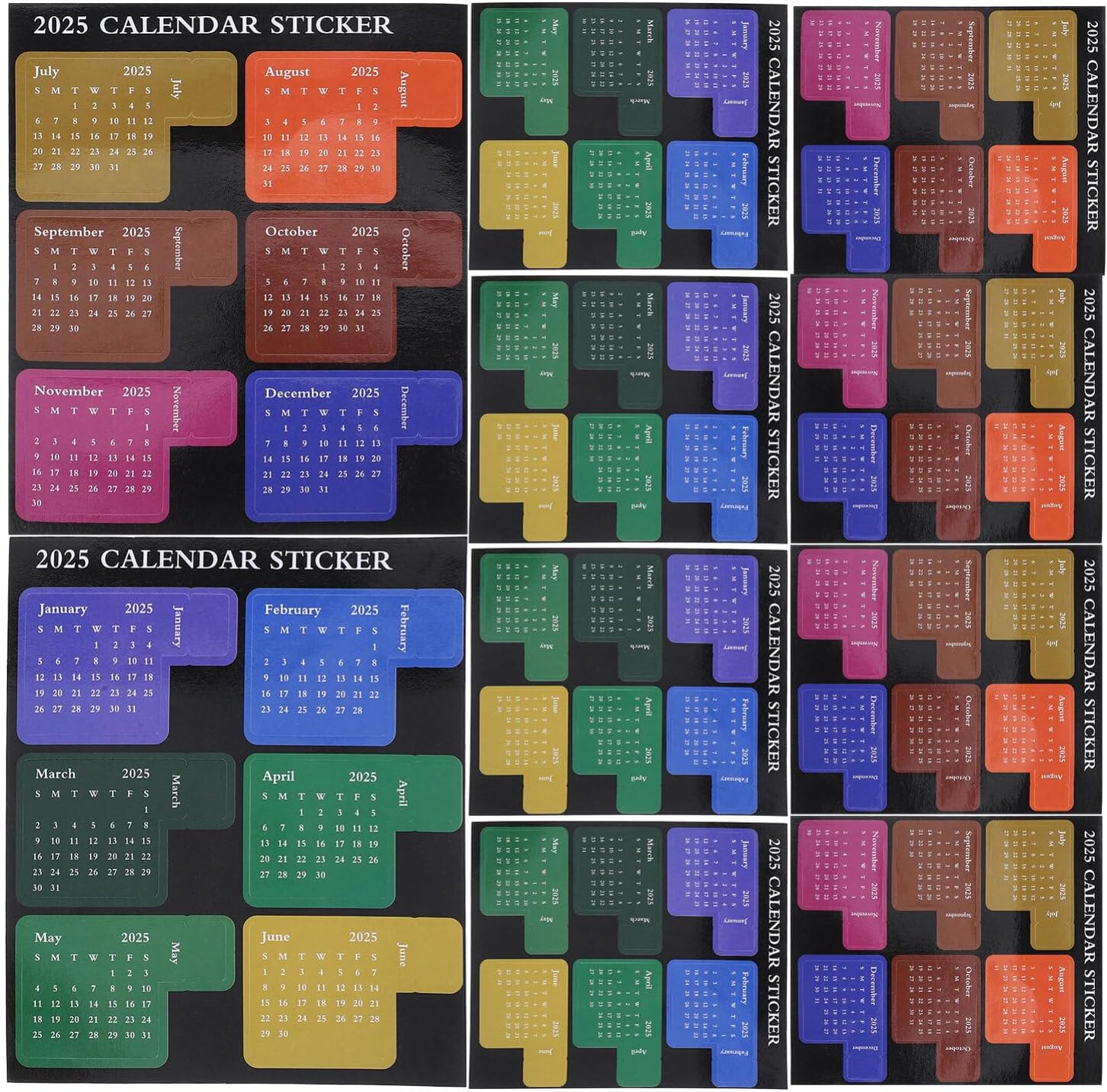 Amazon.com: Tofficu 2025 Calendar Stickers: 12 Sheets Monthly Index ...