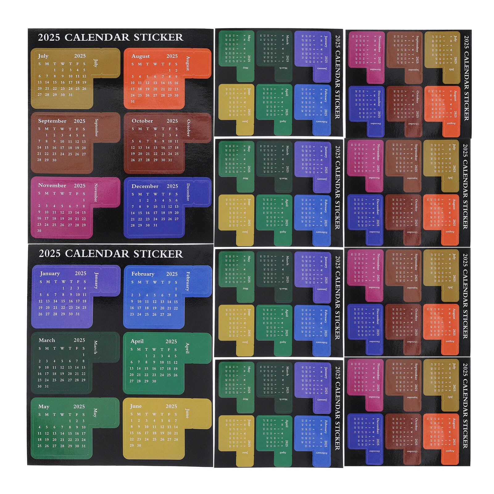 Amazon.com: Tofficu 2025 Calendar Stickers: 12 Sheets Monthly Index ...