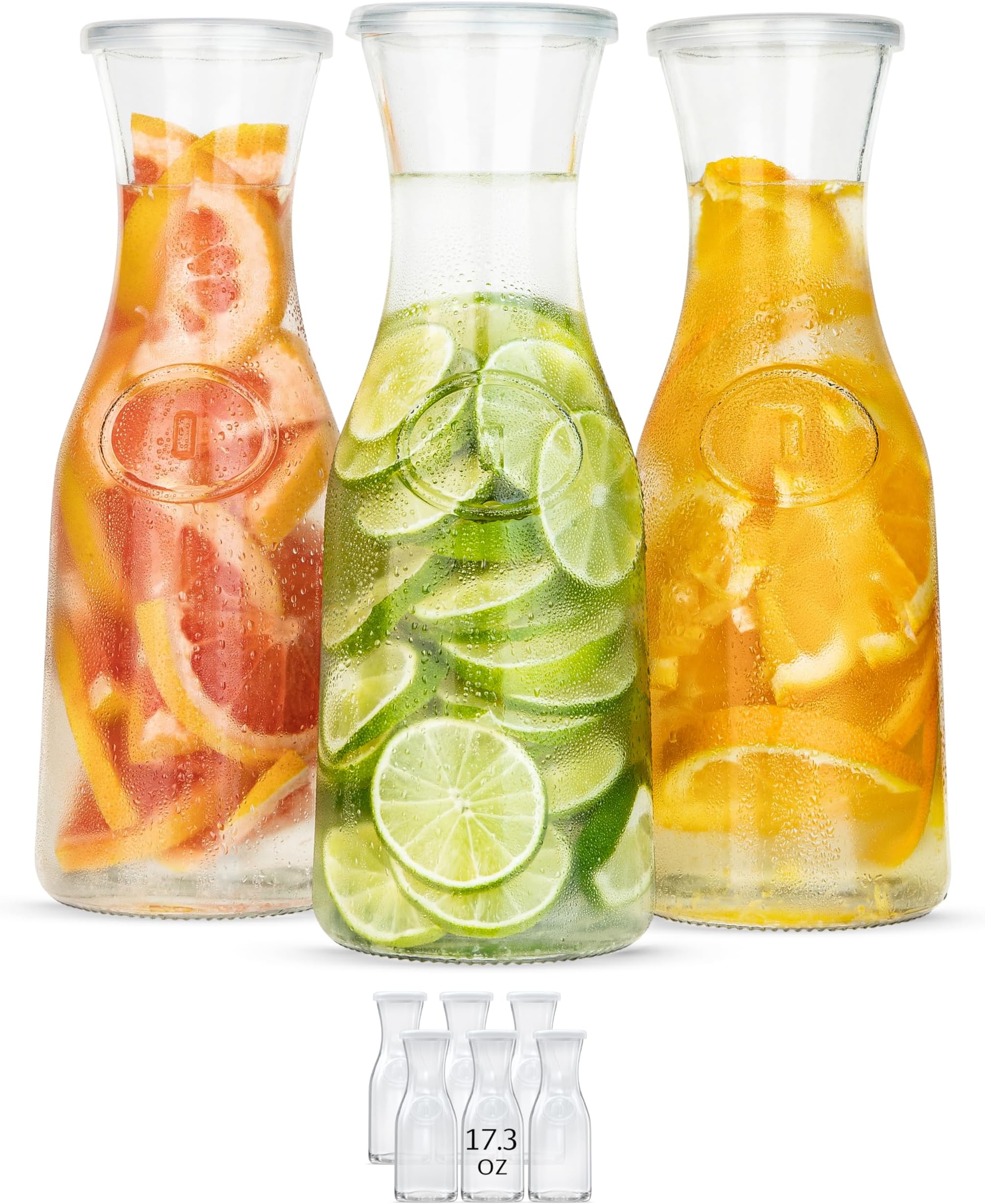Amazon.com: 3-Piece Glass Carafe Set – 1 Liter Pitchers for Party – 10 ...