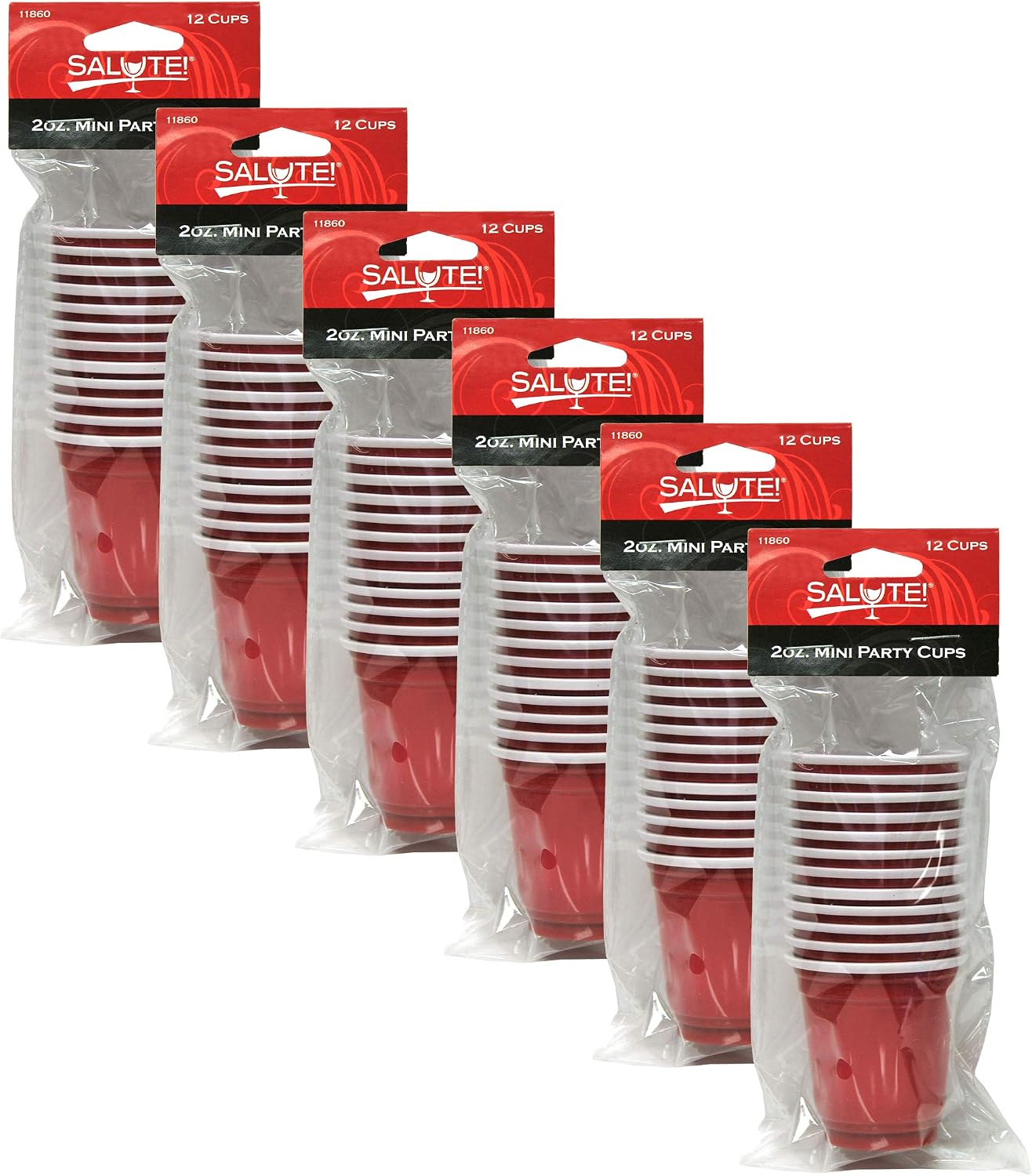 Amazon.com: Salute! Red Mini Party Cups, 2 Ounce, 12 Count (Pack of 6 ...