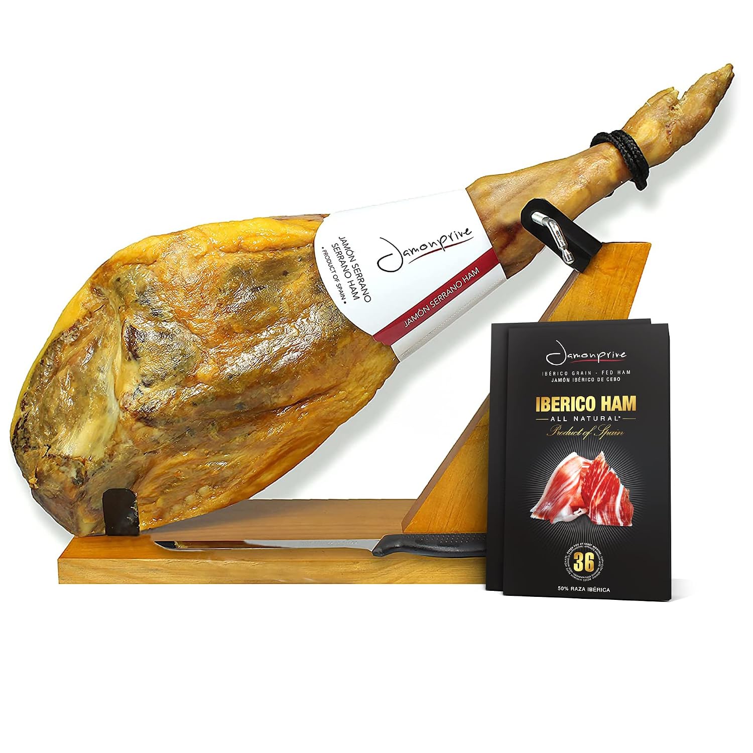 Amazon.com: Serrano Ham Duroc Bone in from Spain 14.7-17 lb + Ham Stand ...