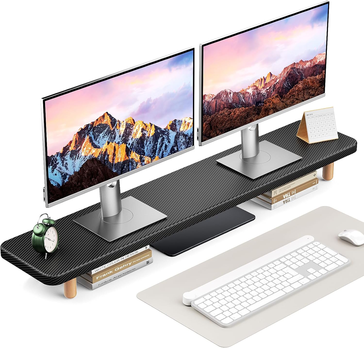 NestNeat Monitor Stand Riser, Wooden Desktop Monitor Riser with Storage ...