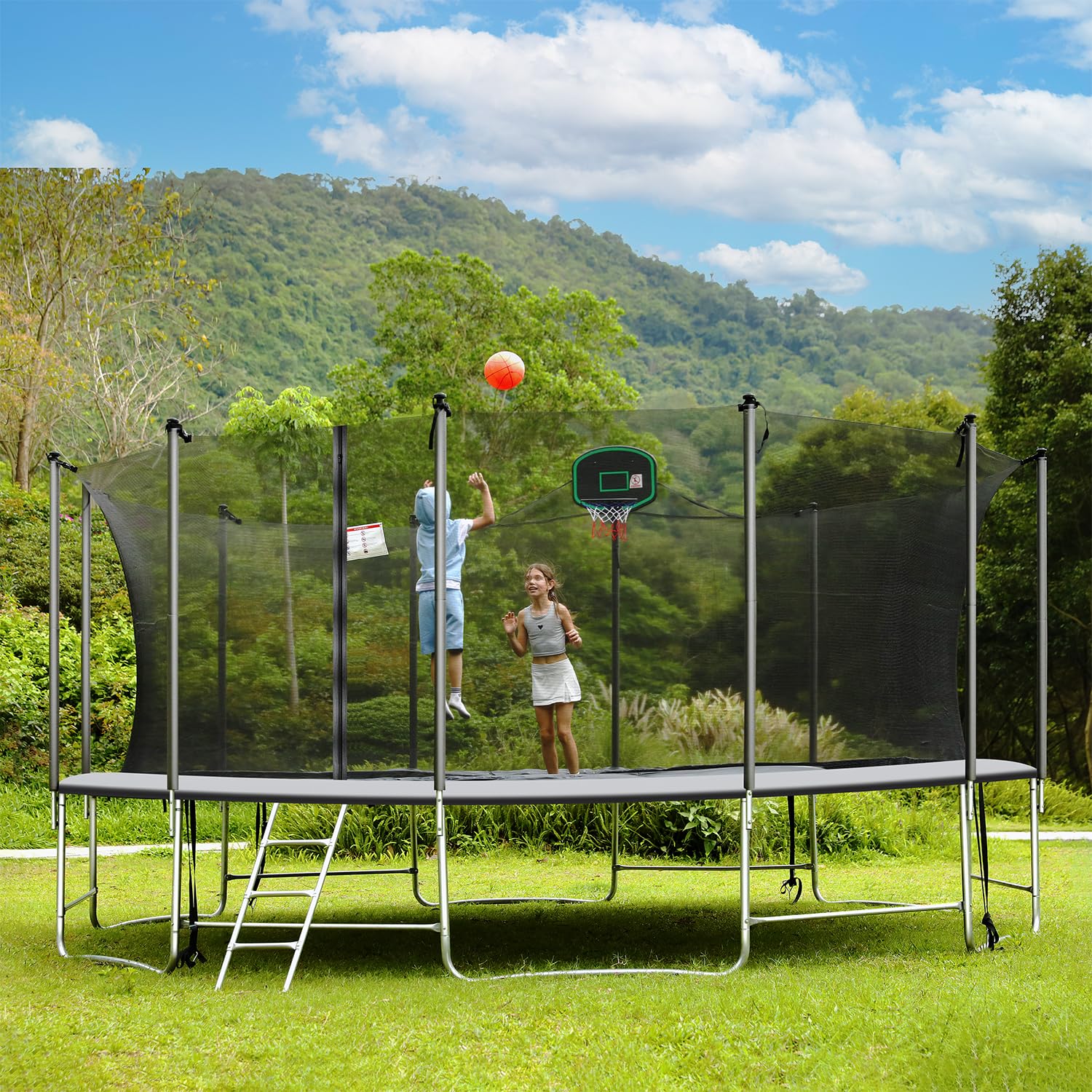 16FT Tranpoline for Adults and Kids, 1500 LBS Outdoor Tranpoline with ...