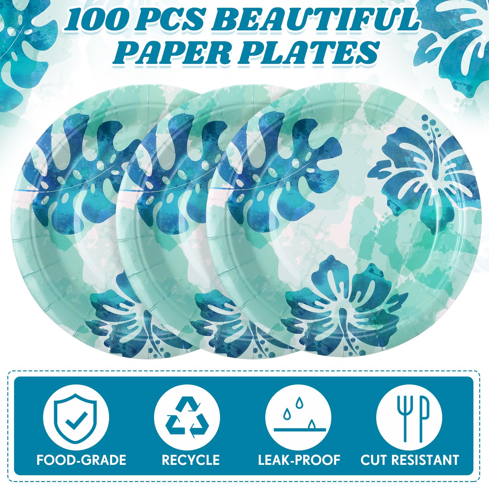Snapklik.com : 80 Pieces 7 Inch Tropical Paper Plates Hawaiian ...