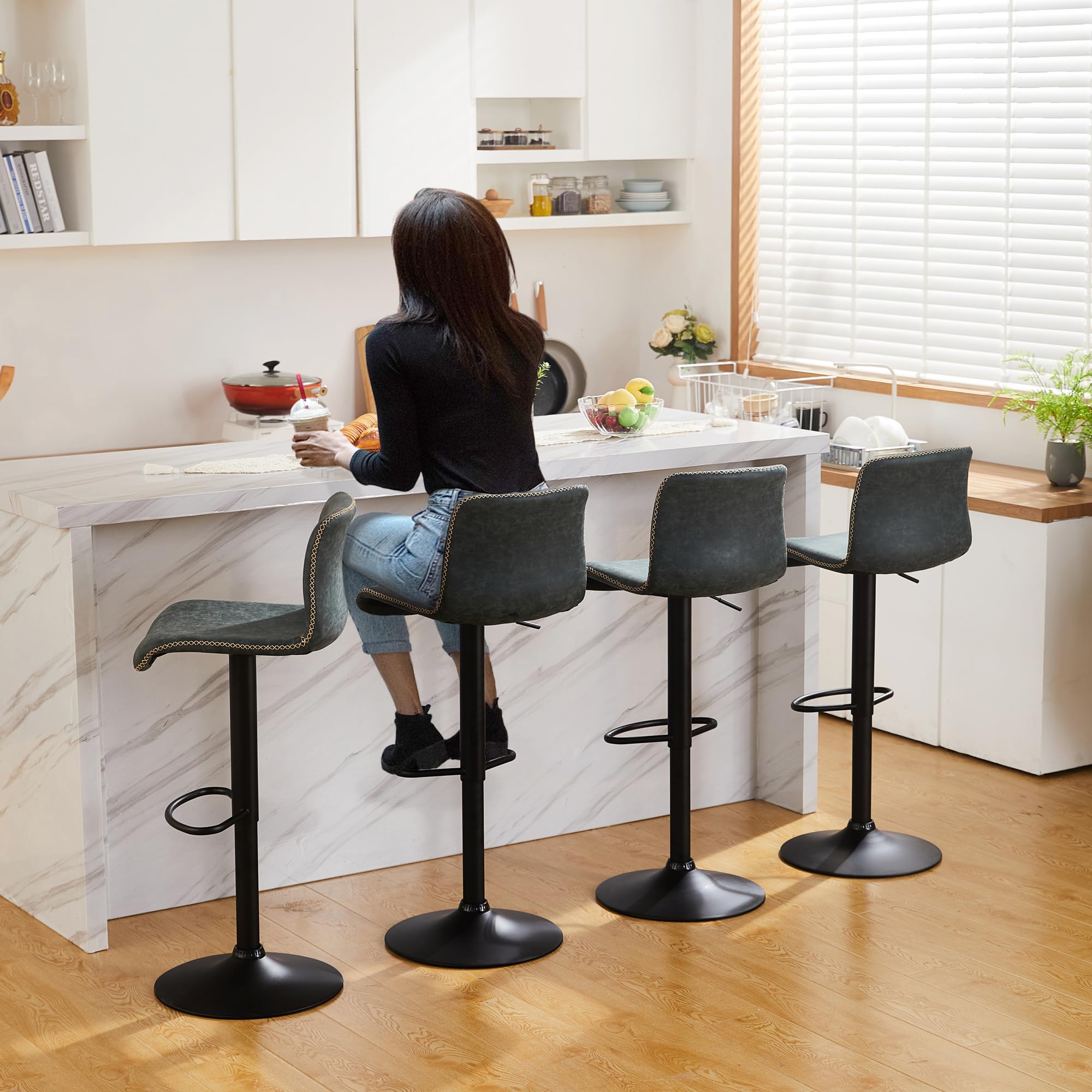 Snapklik.com : HeuGah Bar Stools Set Of 4, Swivel Counter Height Barstools