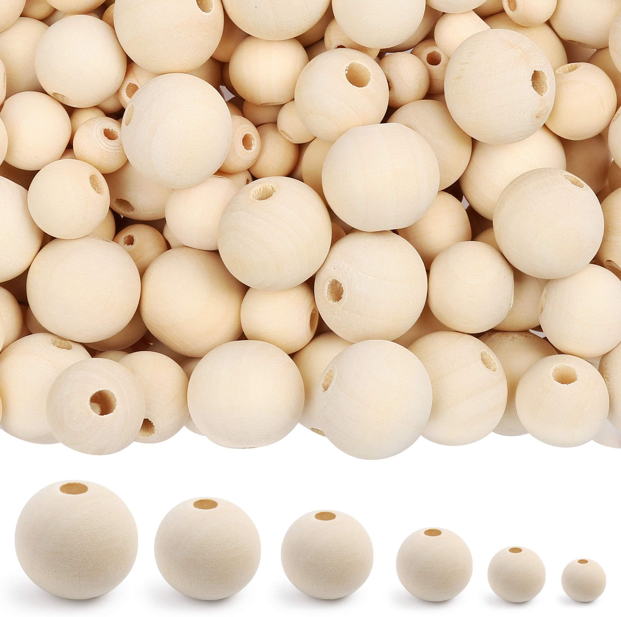 Amazon.com: Foraineam 1200 Pieces Round Wood Beads Set Natural Wooden ...