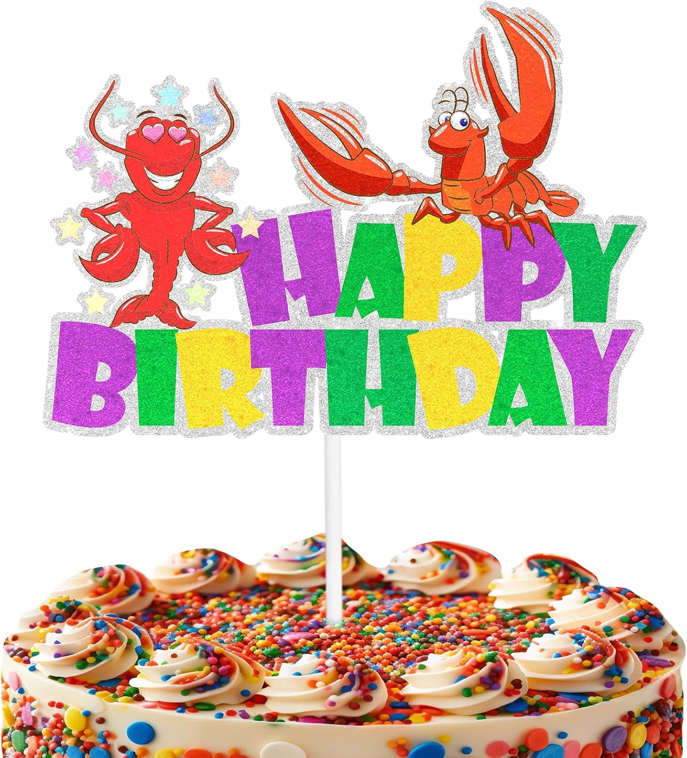 Amazon.com: Fat Tuesday Crawfish Themed Happy Birthday Cake Toppers for ...