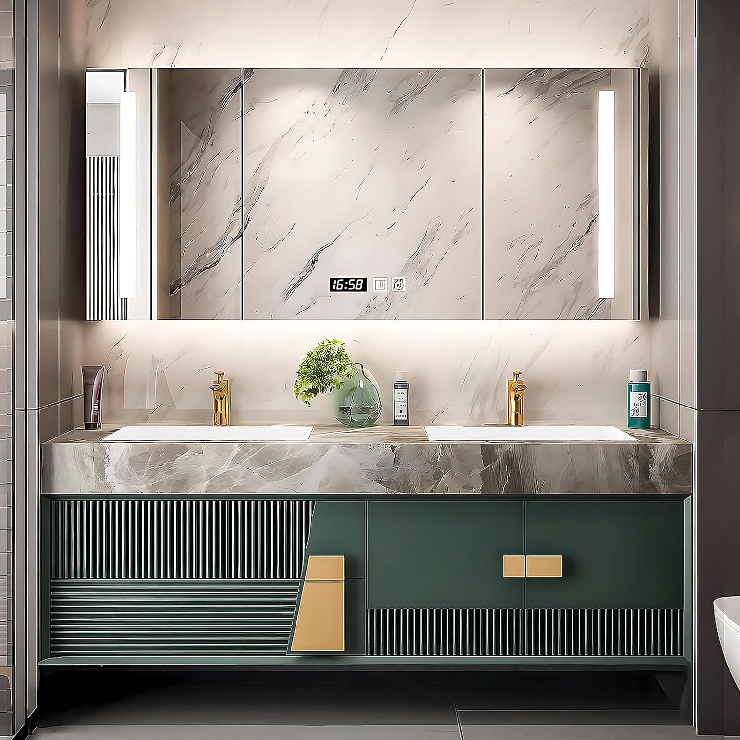 Amazon.com: High QLO Bathroom Vanity - 76'' Double Sink Bathroom Vanity ...