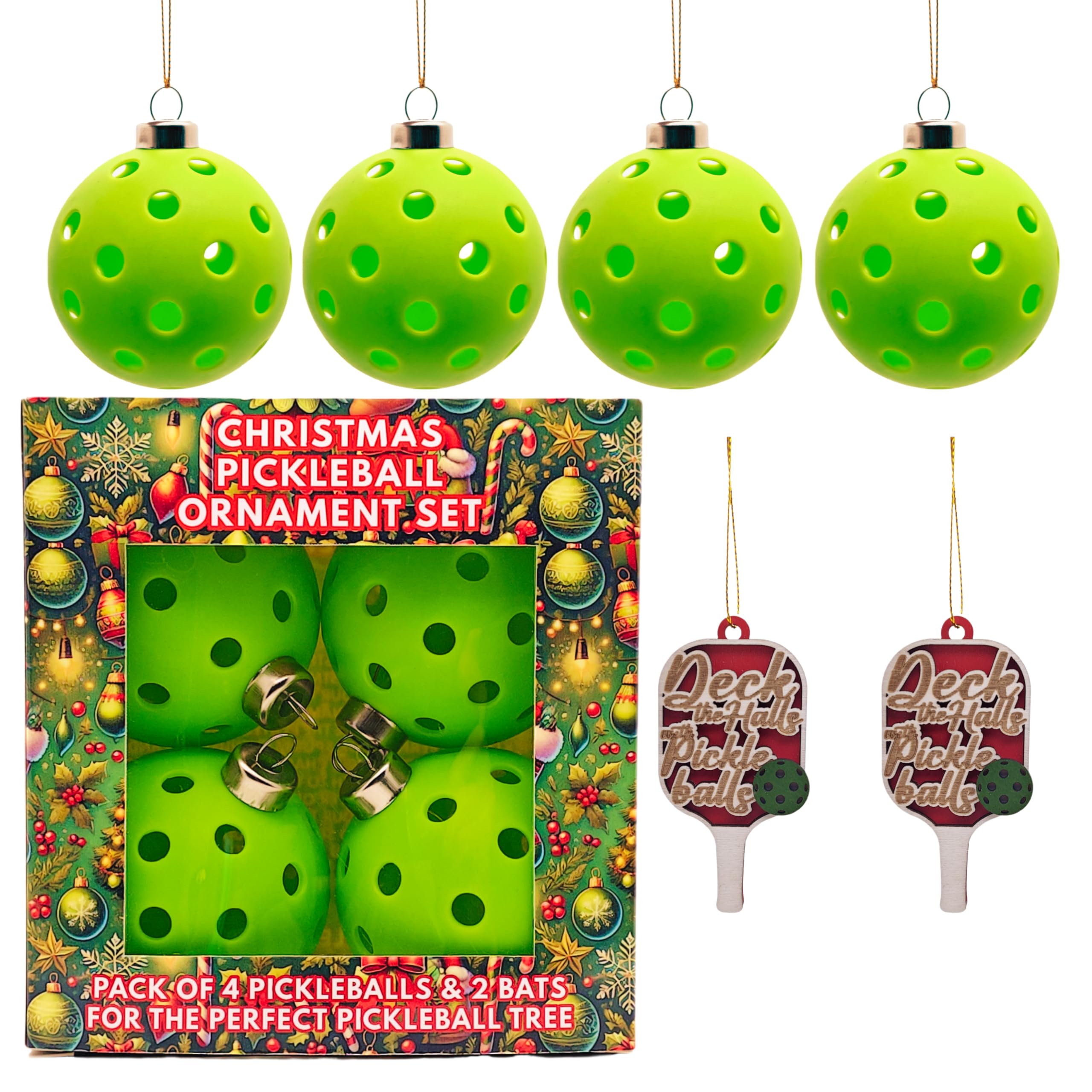 Pickleball Christmas Ornaments Set – Pack of 4 Unique Pickleball ...