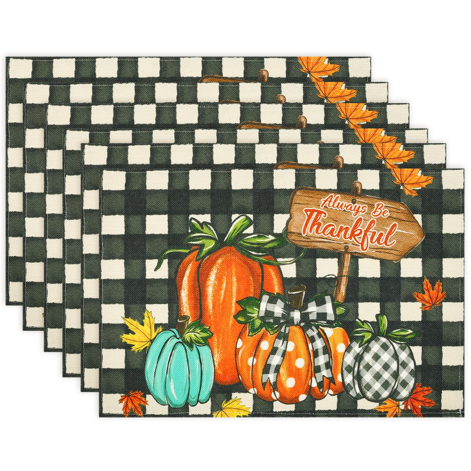 Amazon.com: U'Artlines Fall Placemats Set of 6, Thanksgiving Orange ...