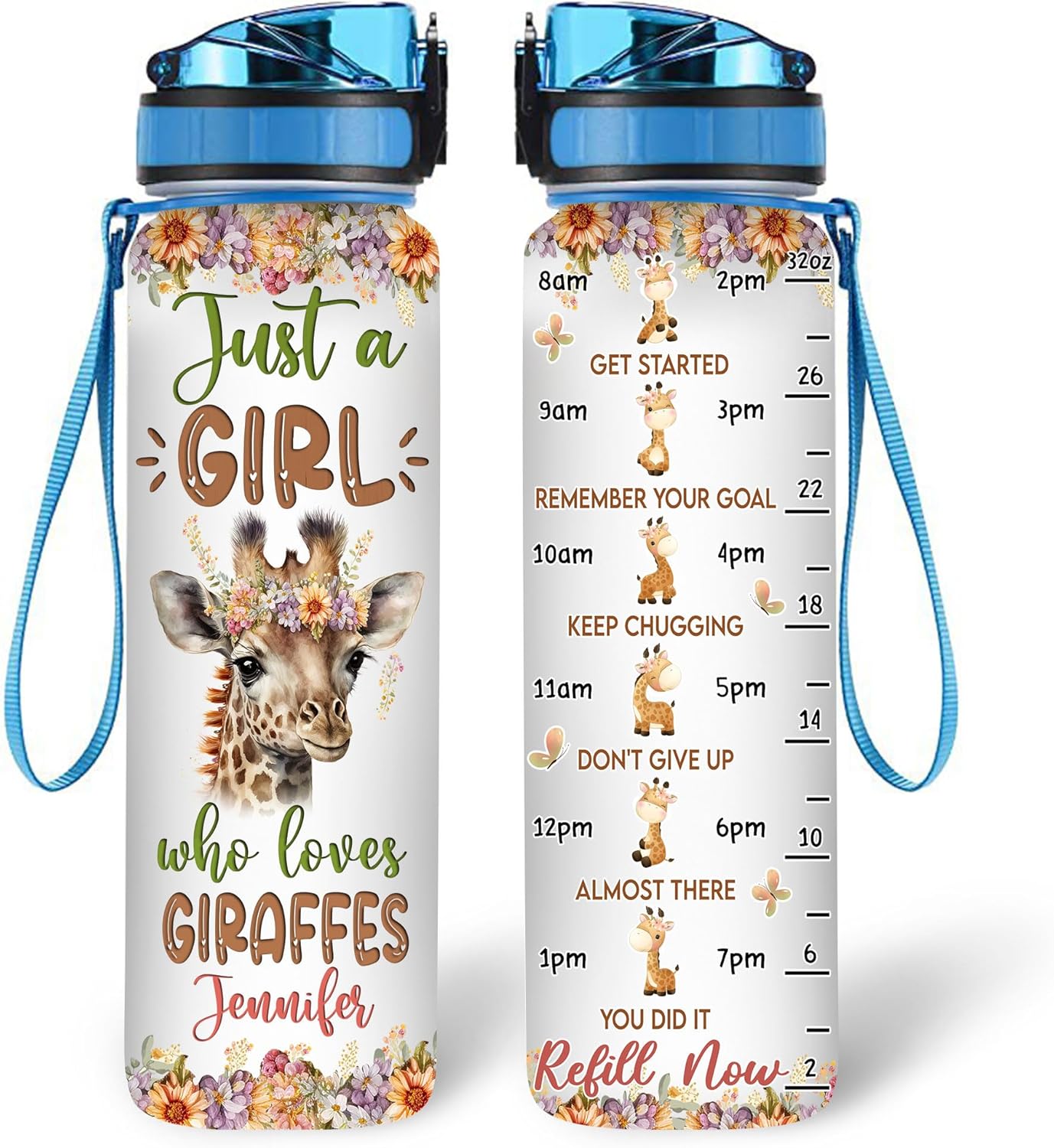 Amazon.com: Hyturtle Personalized Giraffe Lovers 32 Oz 1Liter ...