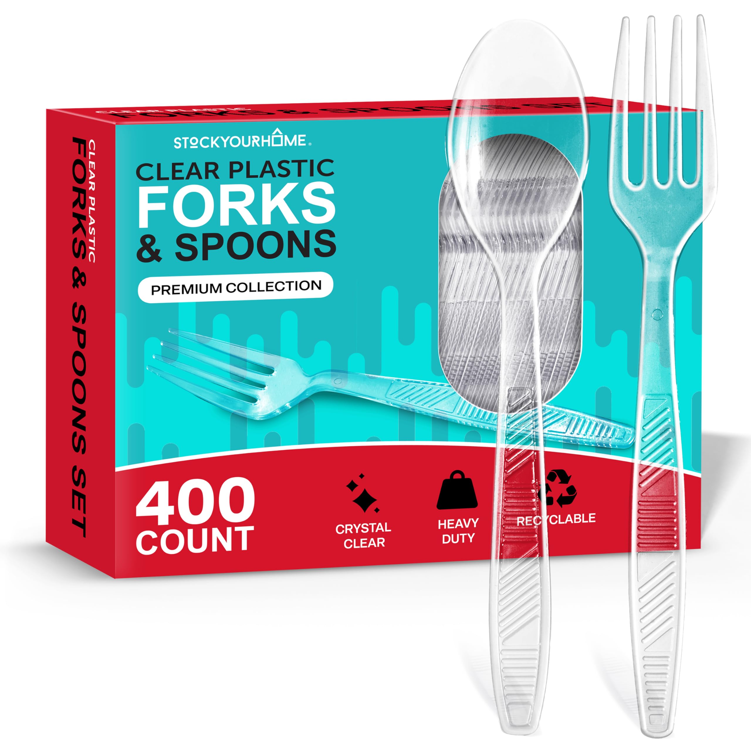 Amazon.com: Clear Plastic Forks and Spoons (400 Pack) - Party ...