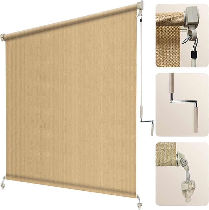 Amazon.com: Artpuch Outdoor Roller Shade 5' W x 8' H, Sesame Exterior ...
