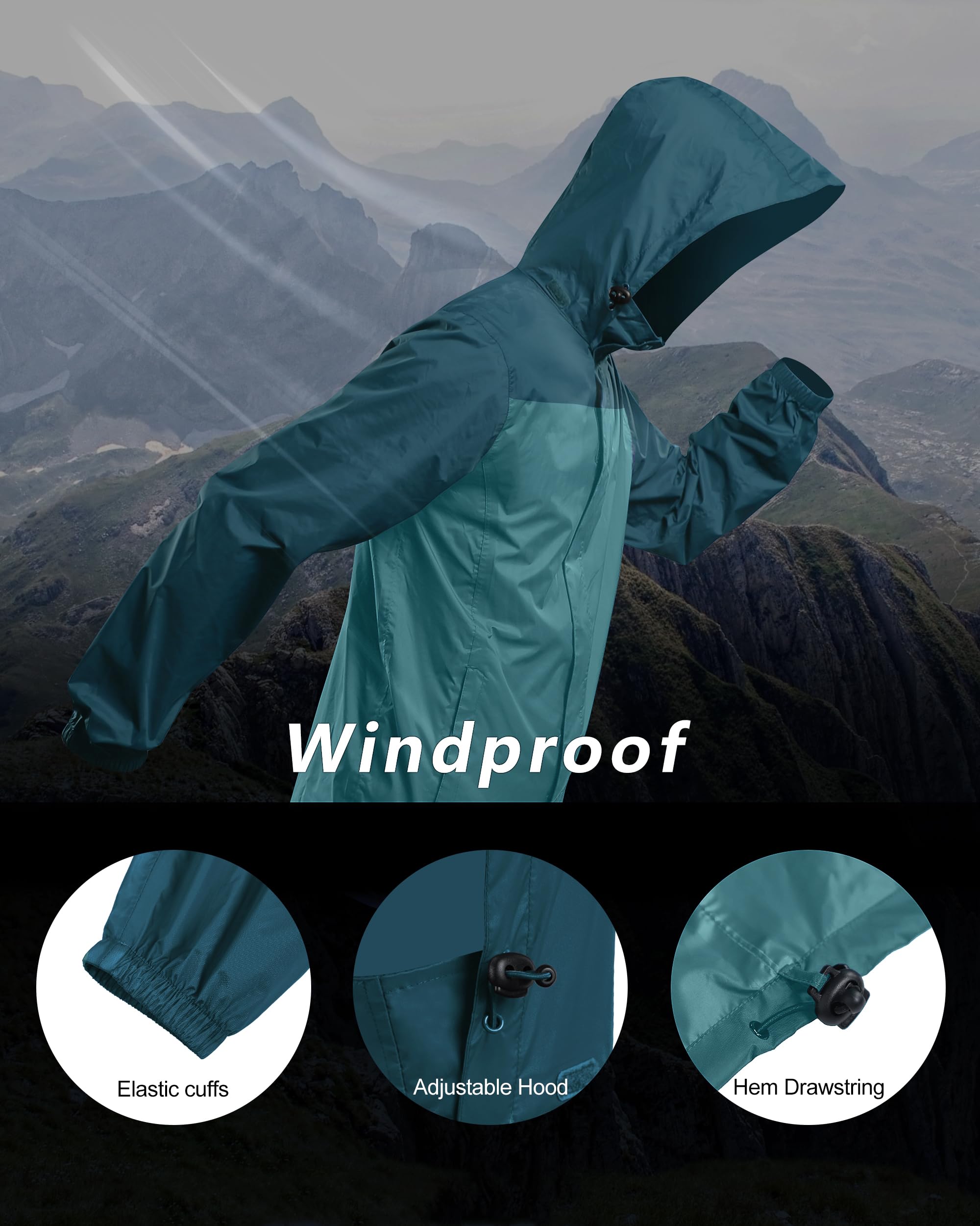 Snapklik.com : Outdoor Ventures Mens Rain Jacket Waterproof Lightweight ...