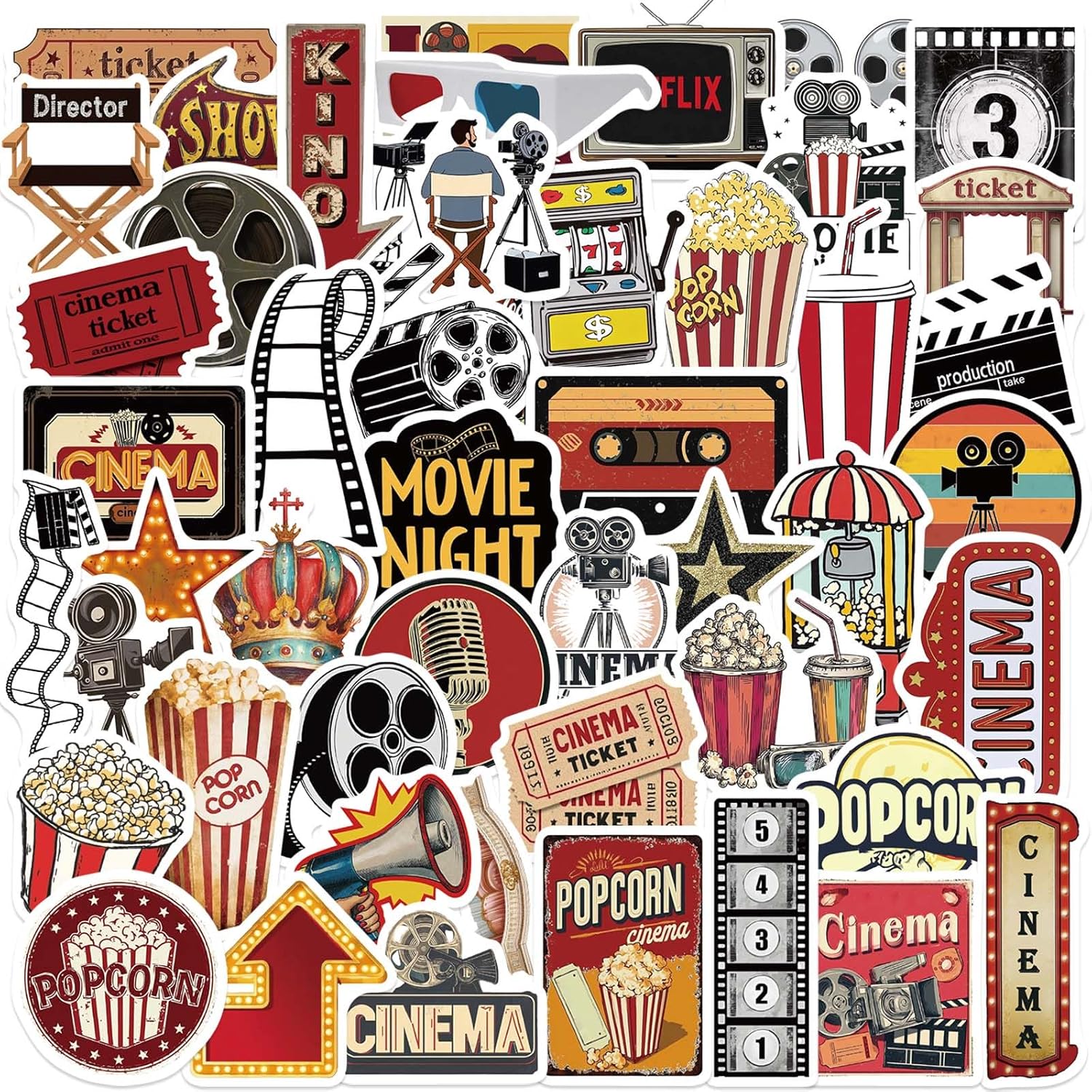 Amazon.com: 50Pcs Cartoon Vintage Movie Theme Stickers, Aesthetic Retro ...
