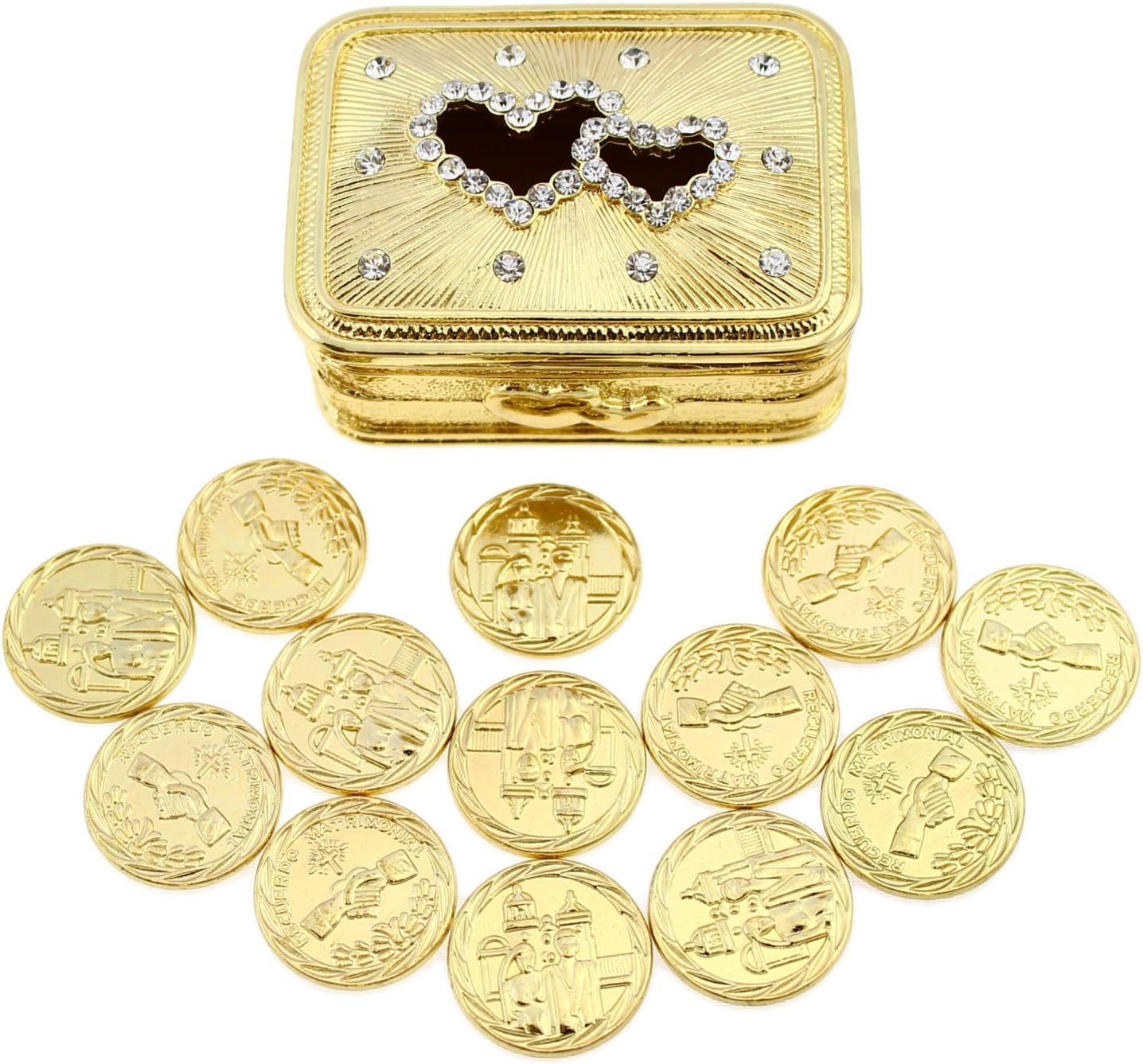 Amazon.com: Wedding Unity Coin Set - Arras de Boda - Double Heart Chest ...