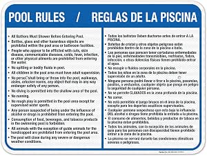 Amazon.com : Novelty Metal Tin Sign 8"x12", Bilingual Pool Rules Sign ...