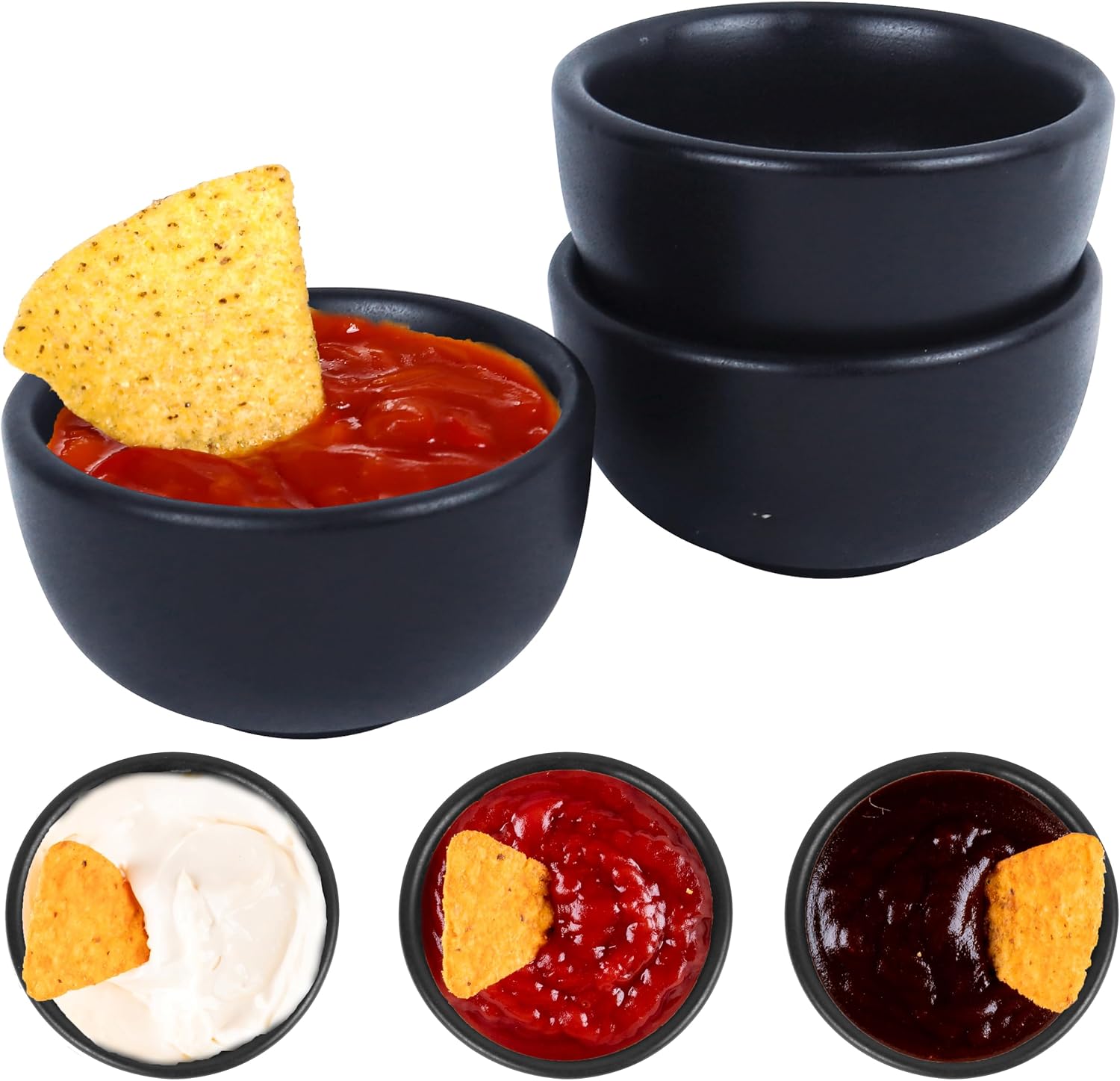 Amazon.com: Trec Tech Small Serving Bowls- Soy Sauce Dish - Black Small ...