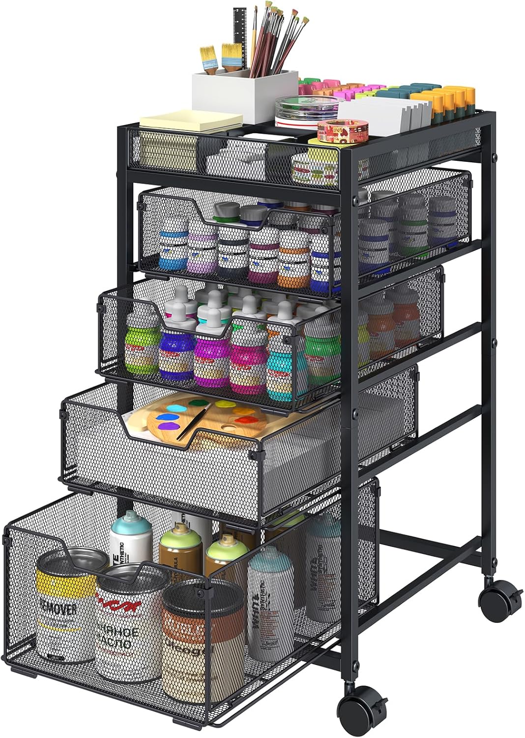 Amazon.com: Rolling Utility Cart with 4 Drawers, Craft Organizer and ...
