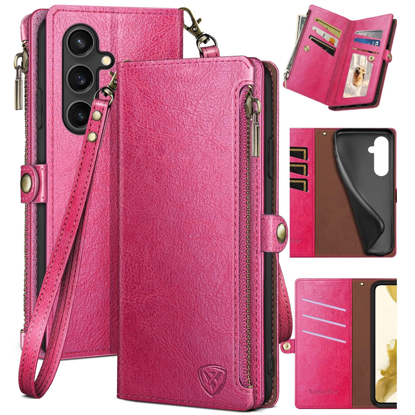 Amazon.com: XcaseBar for Samsung Galaxy S24 FE Wallet case with Zipper Credit Card Holder【RFID ...
