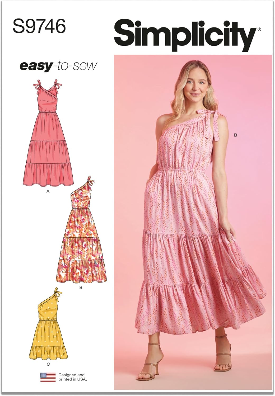 Amazon.com: Simplicity Easy Misses' Tiered Dress Sewing Pattern Packet ...